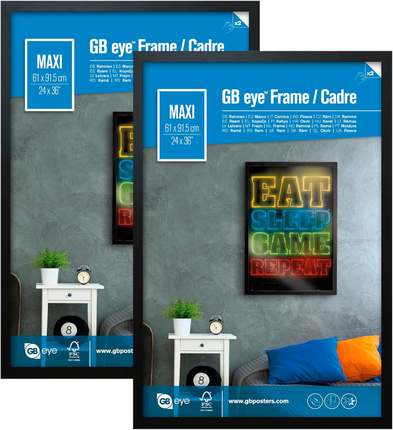 Amazon.com - GB EYE 24x36 Poster Frame, FSC Certified Black Wood Poster ...