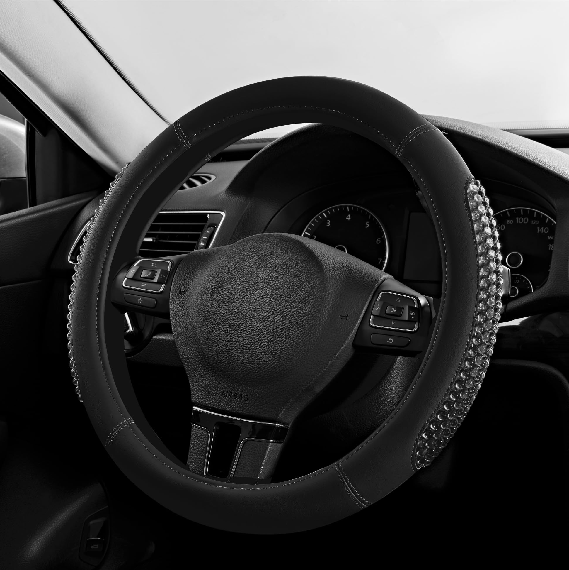 Amazon.com: PIC AUTO Gel Particles Steering Wheel Cover, Black Luxury ...