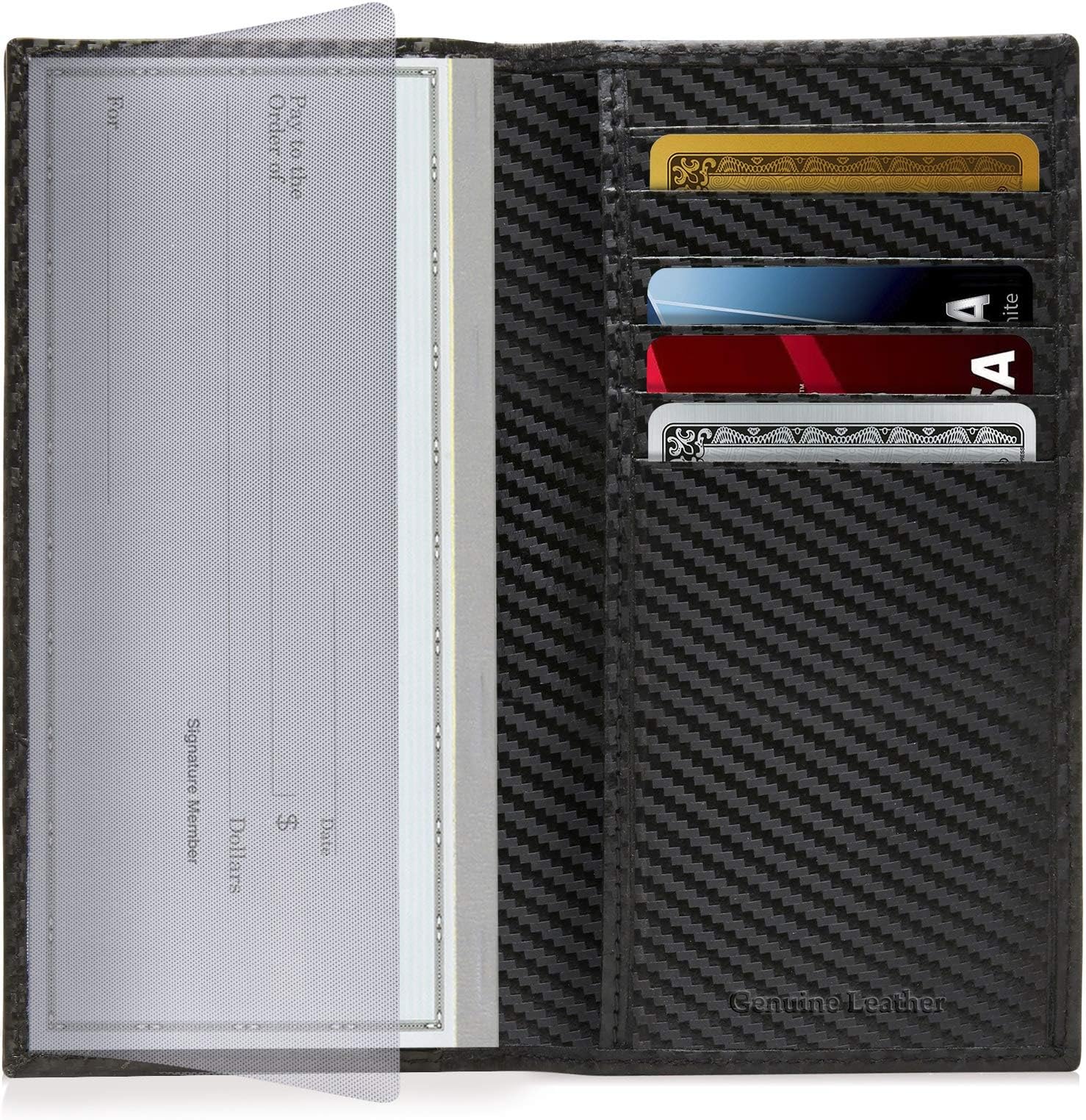 Amazon.com: CoBak Premium Leather Checkbook Cover - RFID Blocking ...