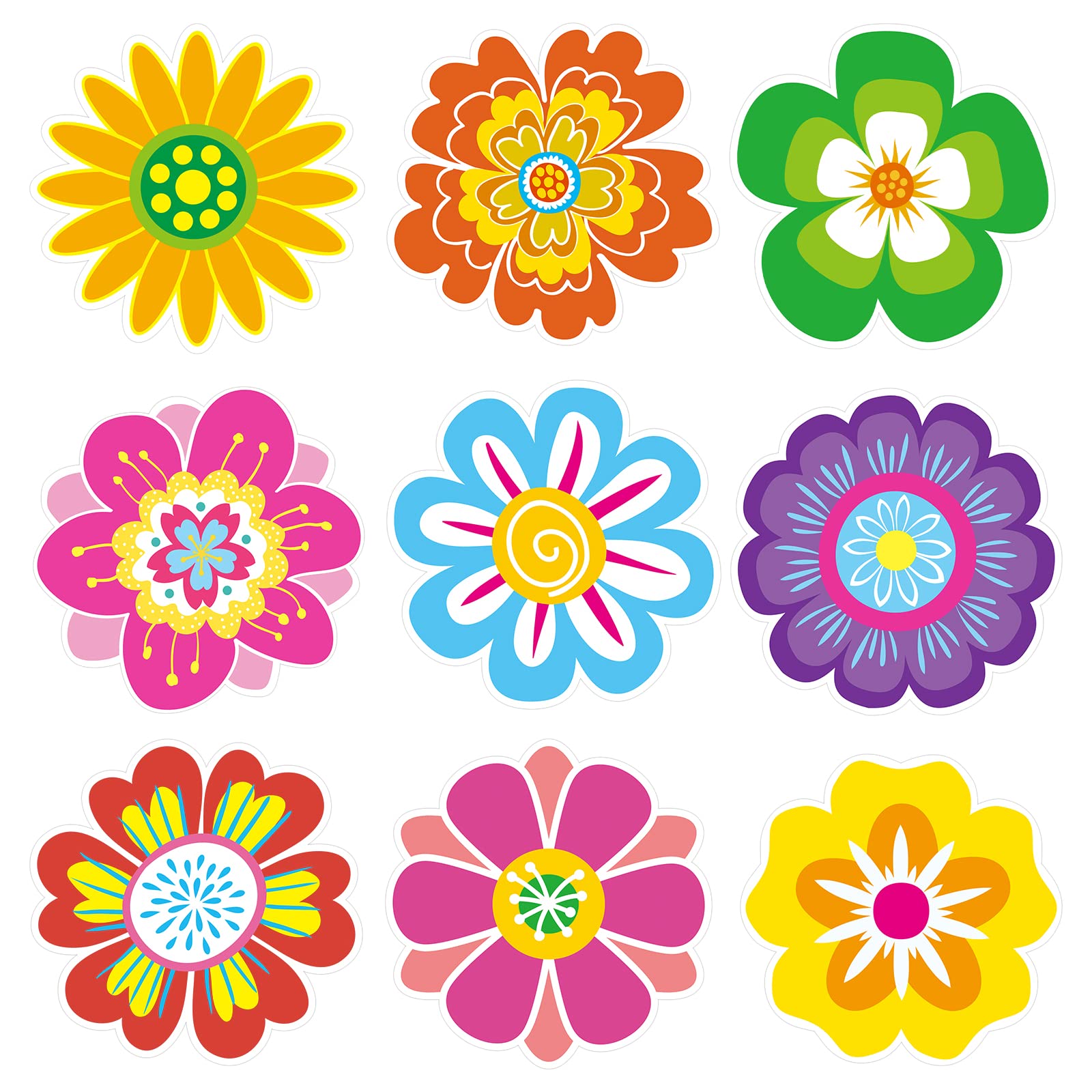 Amazon.com: 45 Pcs Spring Flower Cutouts Bulletin Board Decorations ...