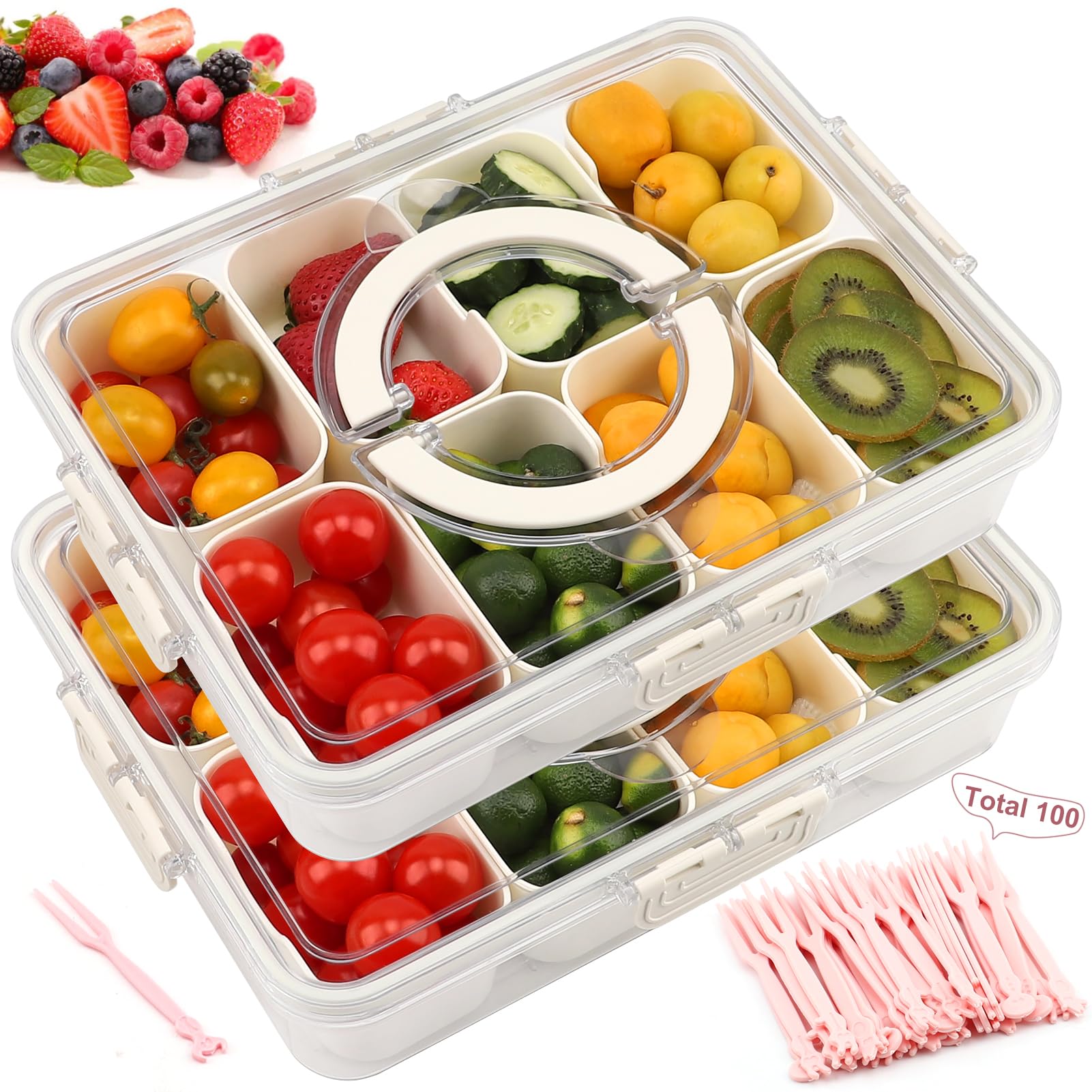 Amazon.com | KIUGCO Divided Snackle Box Charcuterie Container with Lid ...