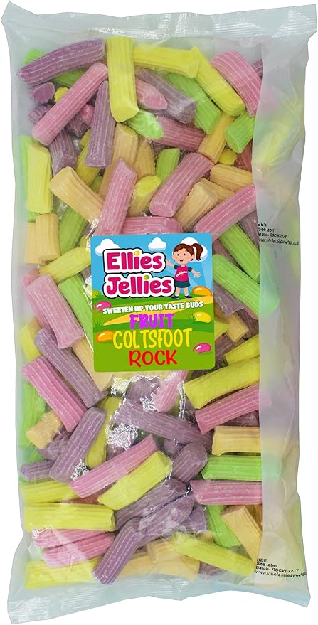 Ellies Jellies Fruit Coltsfoot Rock -1kg Bag-Tamper Proof Bag- Colorful ...