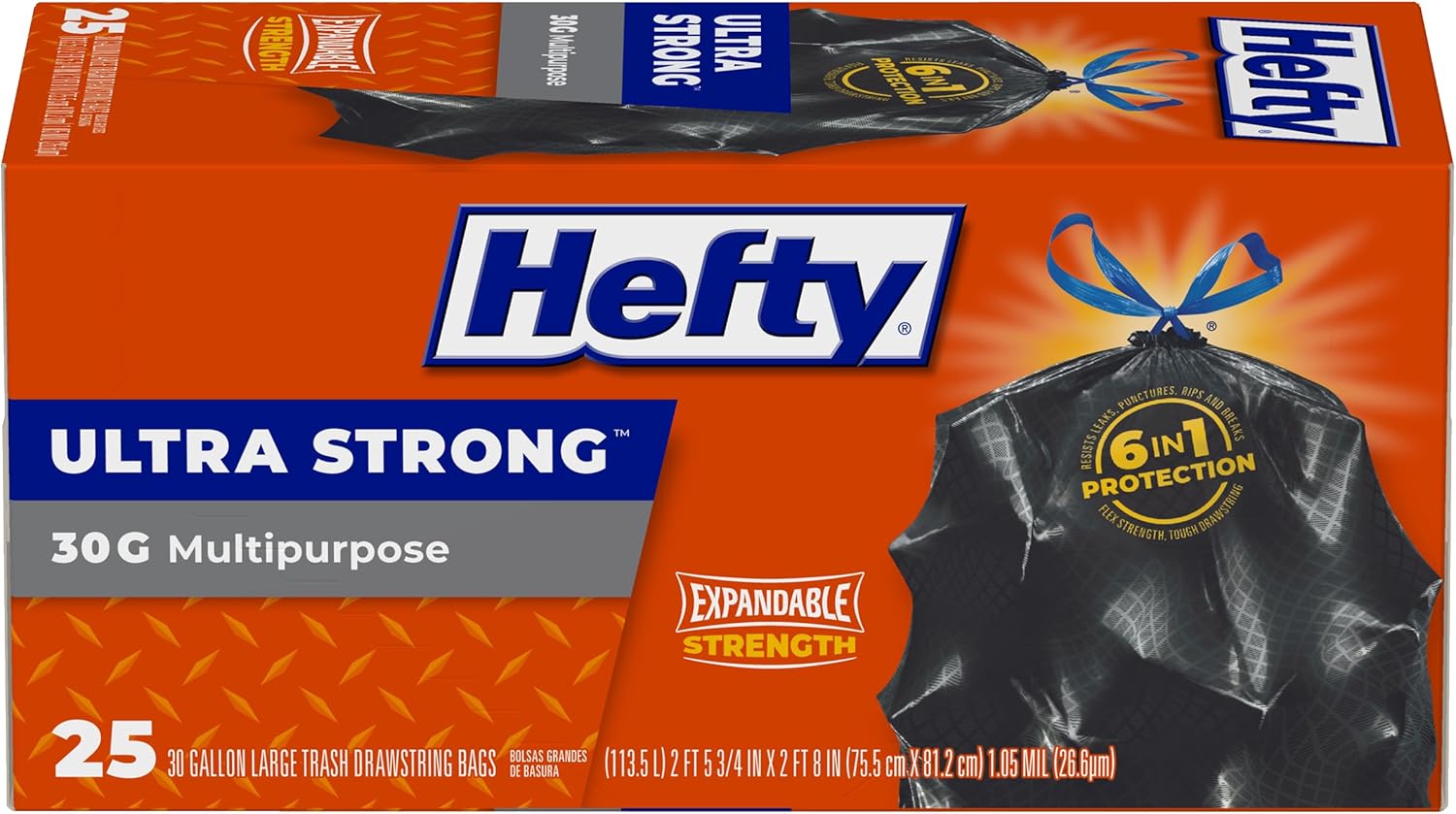 Amazon Hefty Ultra Strong Multipurpose Large Trash Bags Black