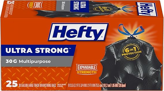 Amazon.com: Hefty Ultra Strong Multipurpose Large Trash Bags, Black ...