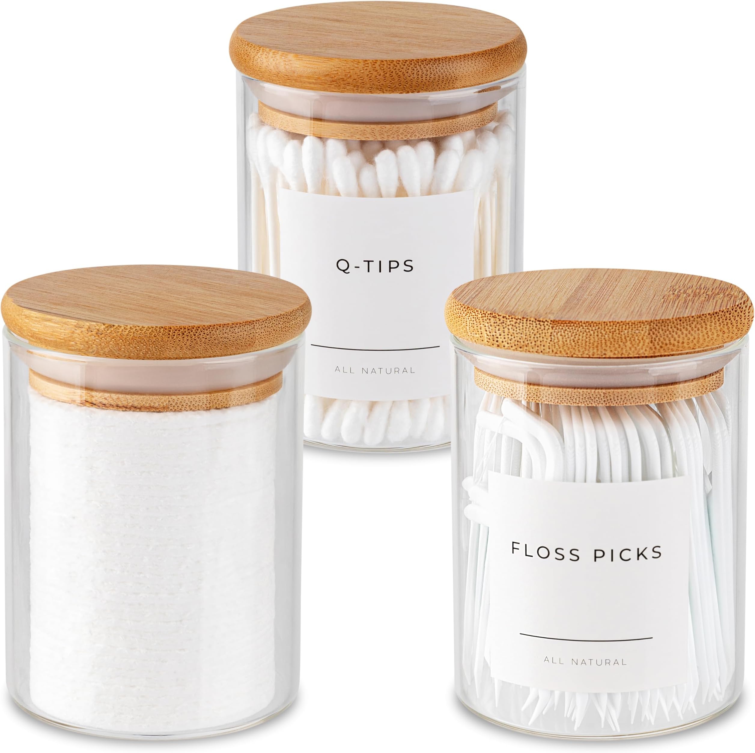 Amazon.com: Mini Glass Apothecary Jars, Bathroom Container Set ...