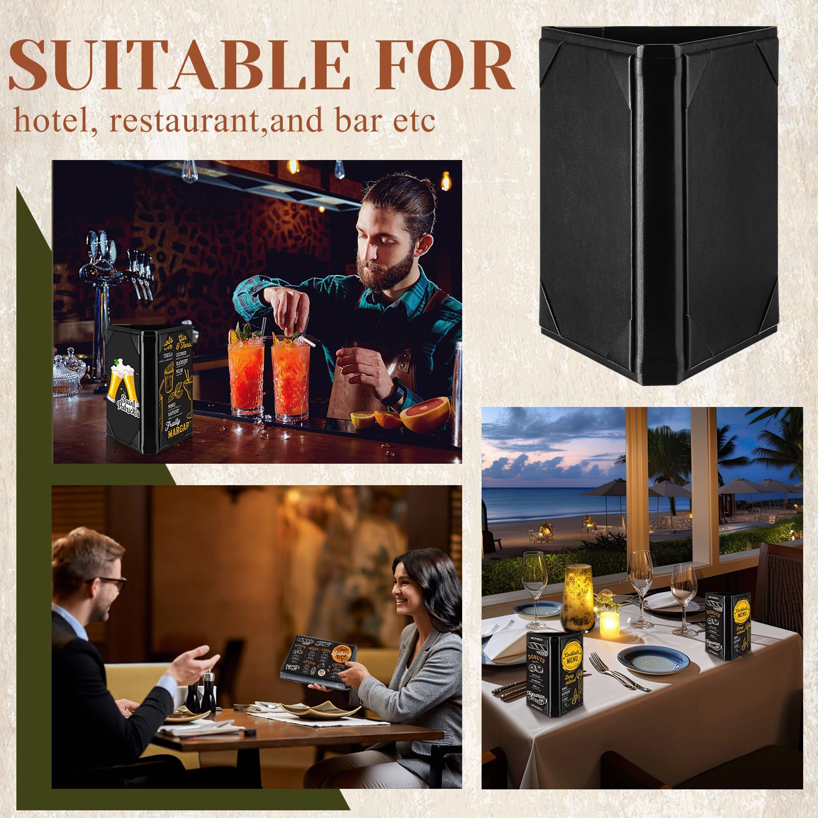 Snapklik.com : 30 Pcs 4 X 6 Inch Triangle Table Tent Leatherette Menu ...