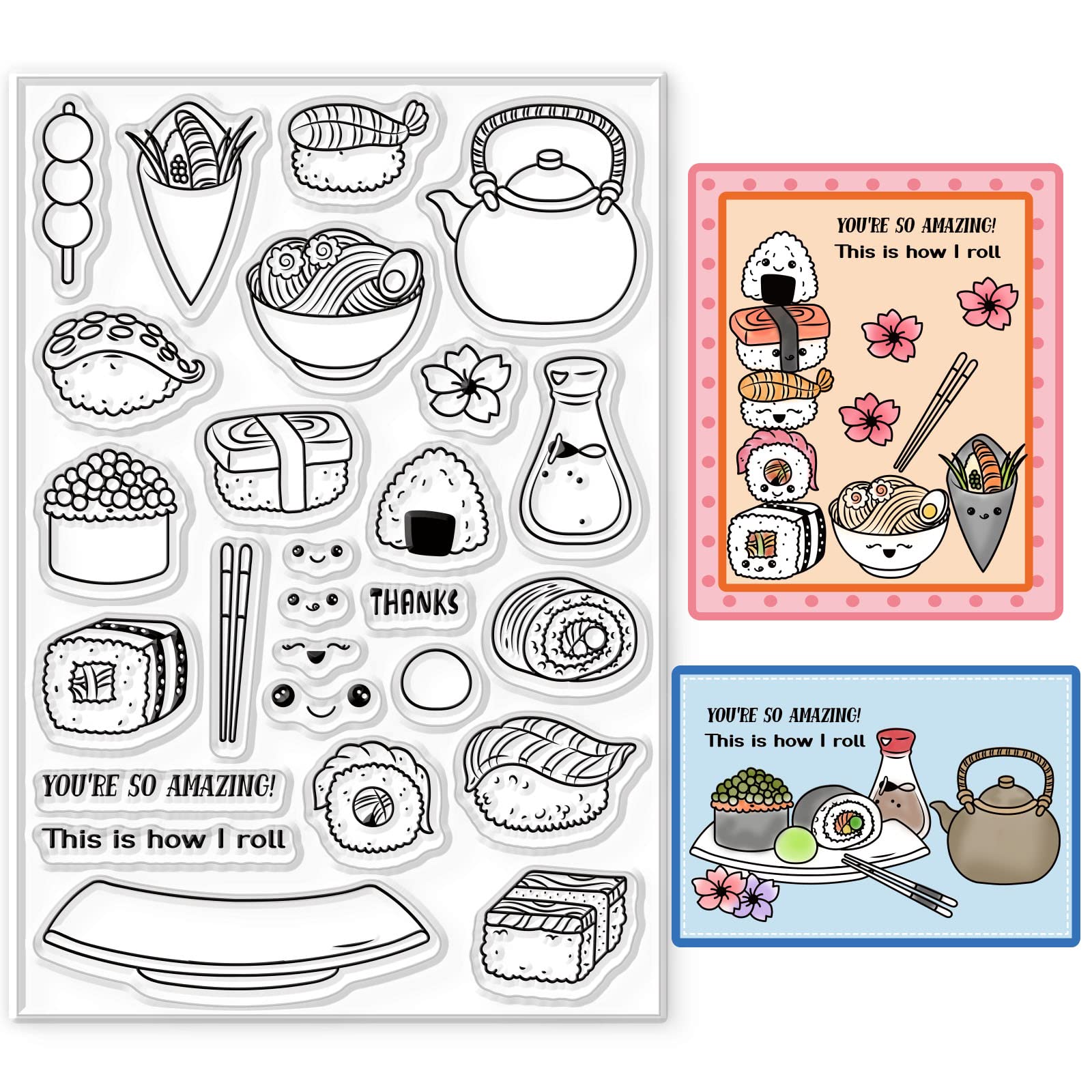 Amazon.com: GLOBLELAND Japanese Food Clear Stamps for Card Making ...
