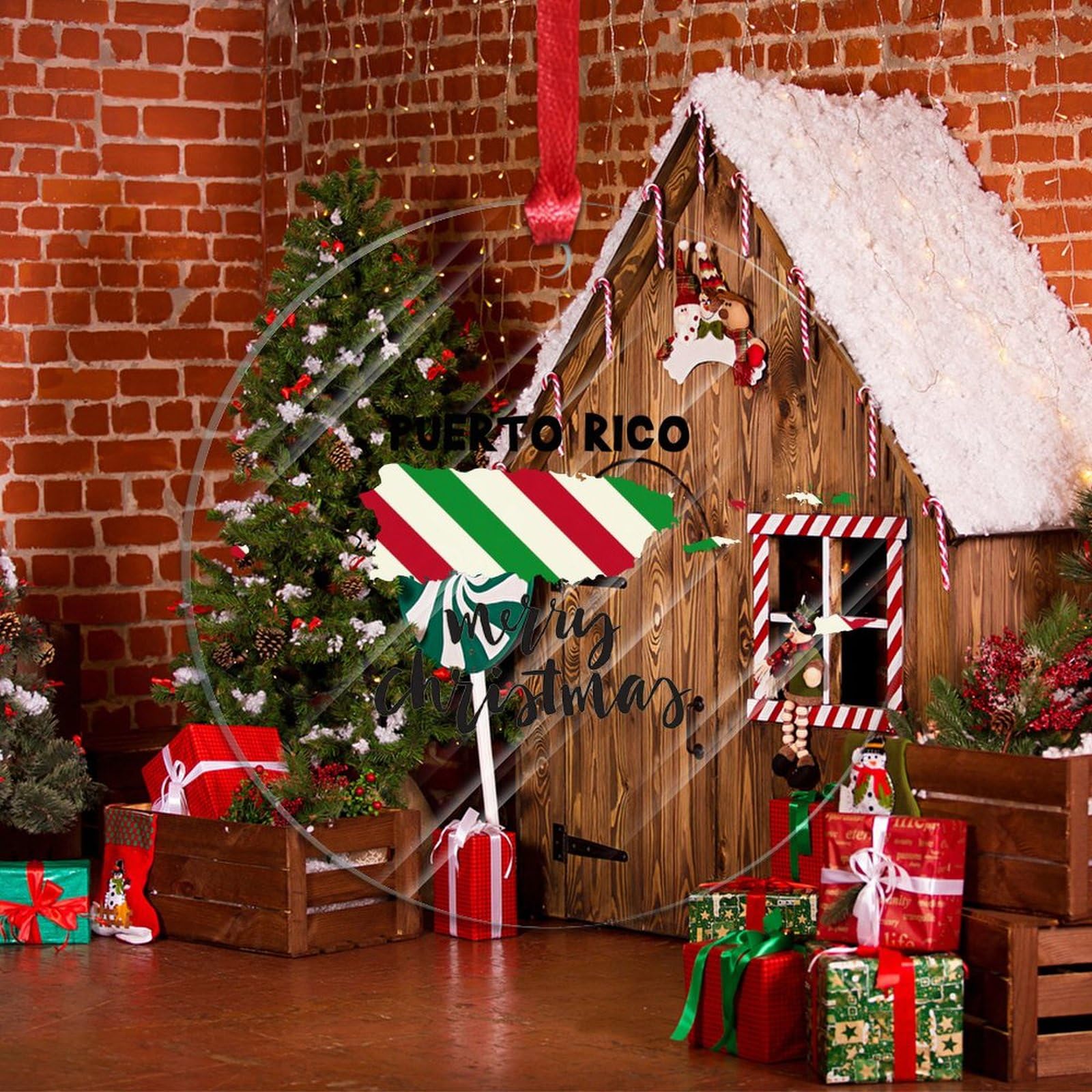 Puerto Rican Christmas Tree Puerto Rico Shaped Acrylic Ornament With
