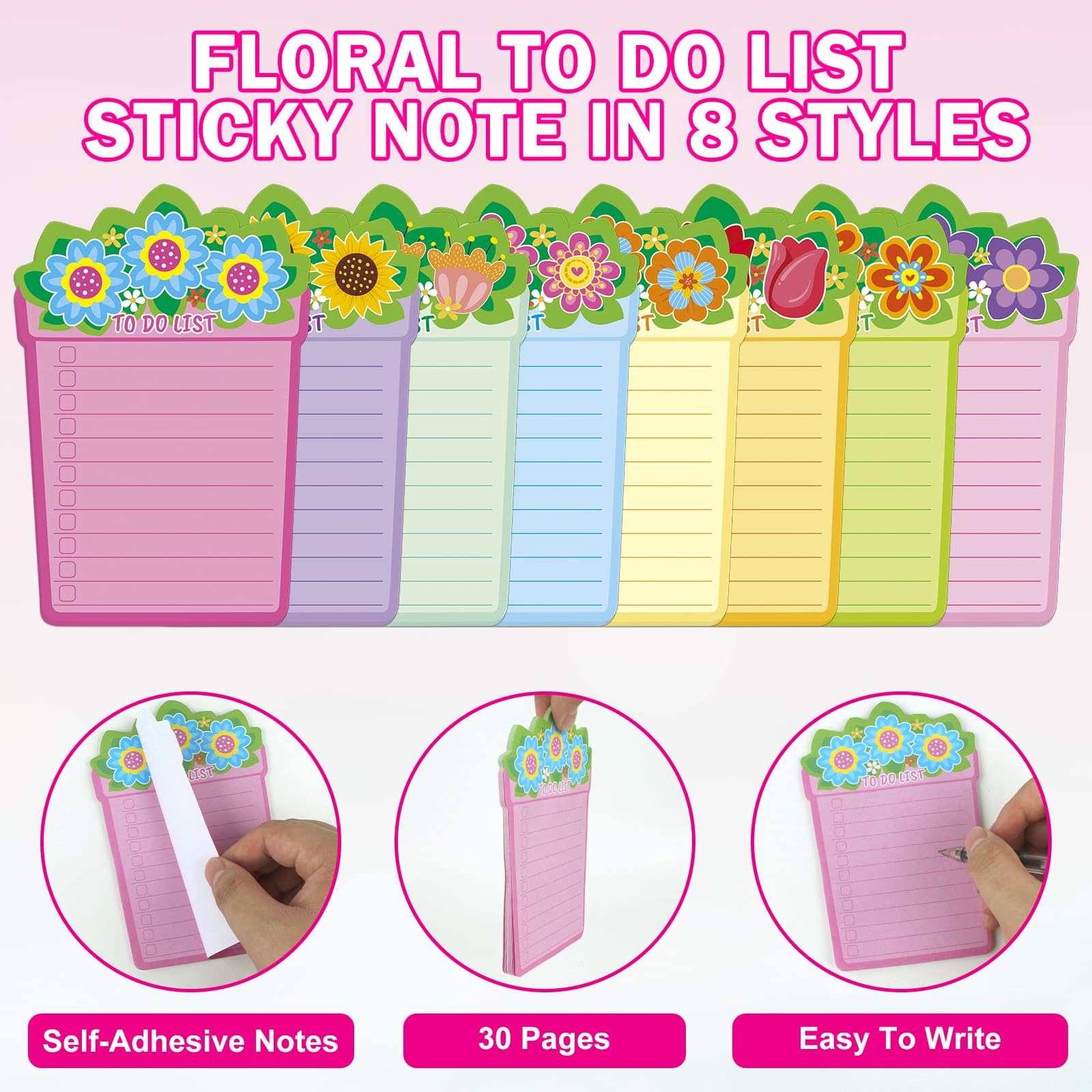 Snapklik.com : 16 Pads Floral To Do List Sticky Notes