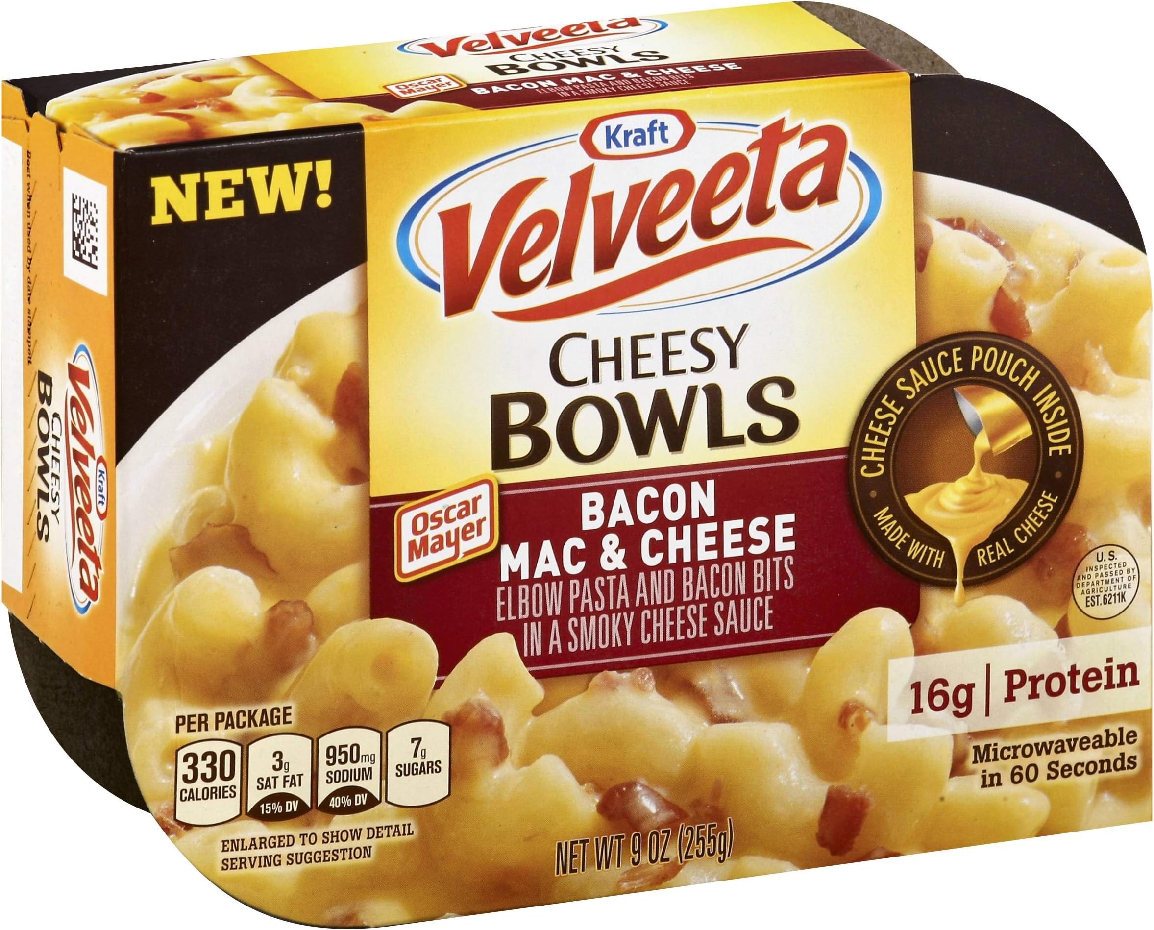 Amazon.com : Velveeta Cheesy Bowls Bacon Mac and Cheese (9 oz Box ...