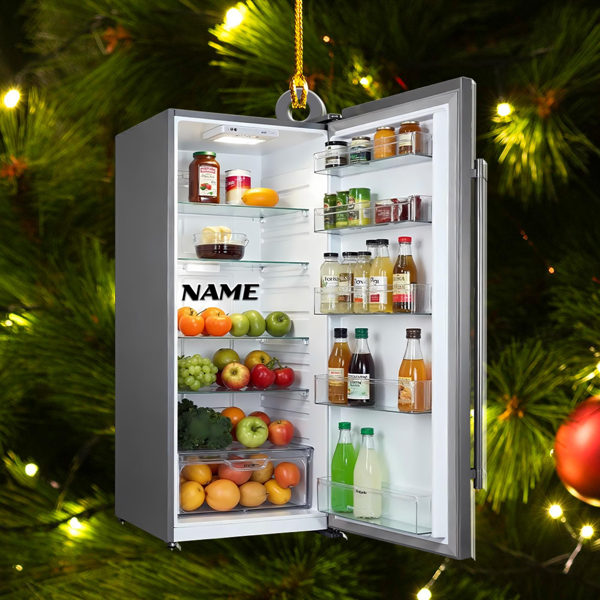 Amazon.com: Hieprints Personalized Refrigerator Christmas Ornament ...