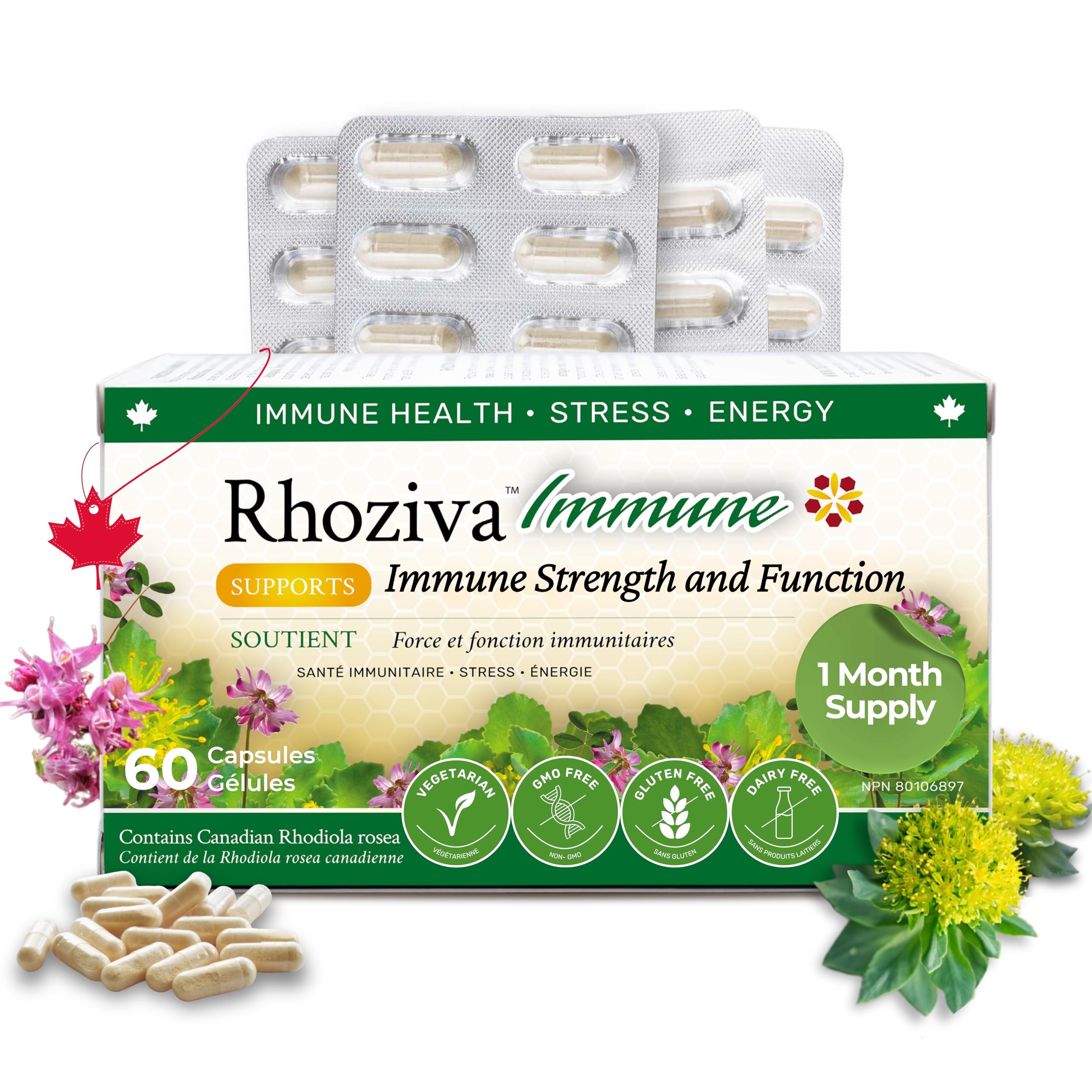 Rhoziva Immune. Immune System Booster Supplement, Stress & Energy ...