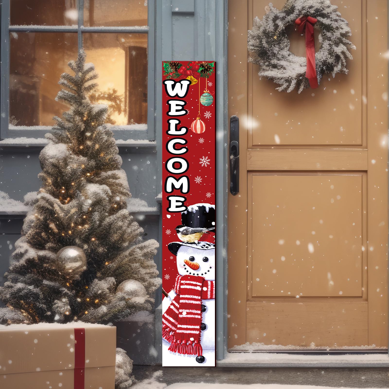 Amazon.com : Christmas Snowman Porch Sign Wooden Winter Front Door ...