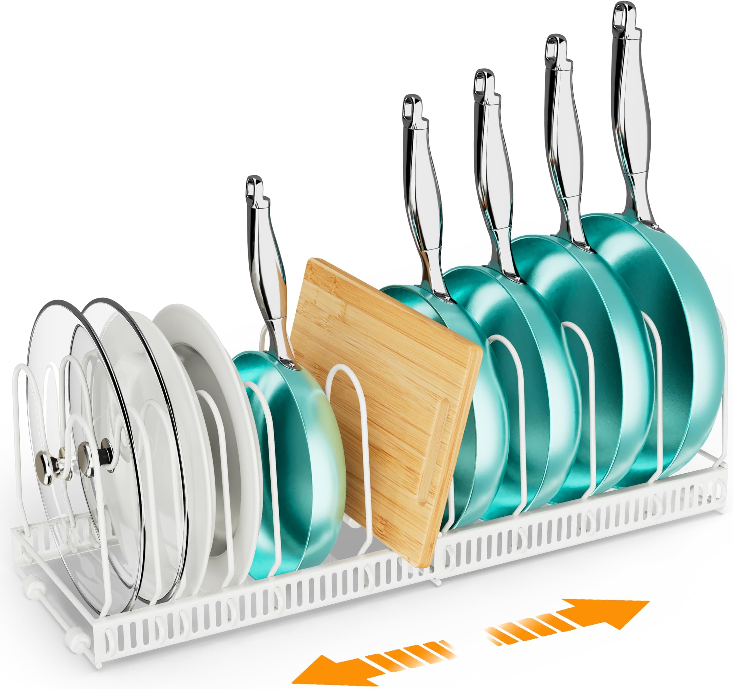 Amazon.com - EVERIE Adjustable Bakeware Organizer Pot Lid Holder Rack ...