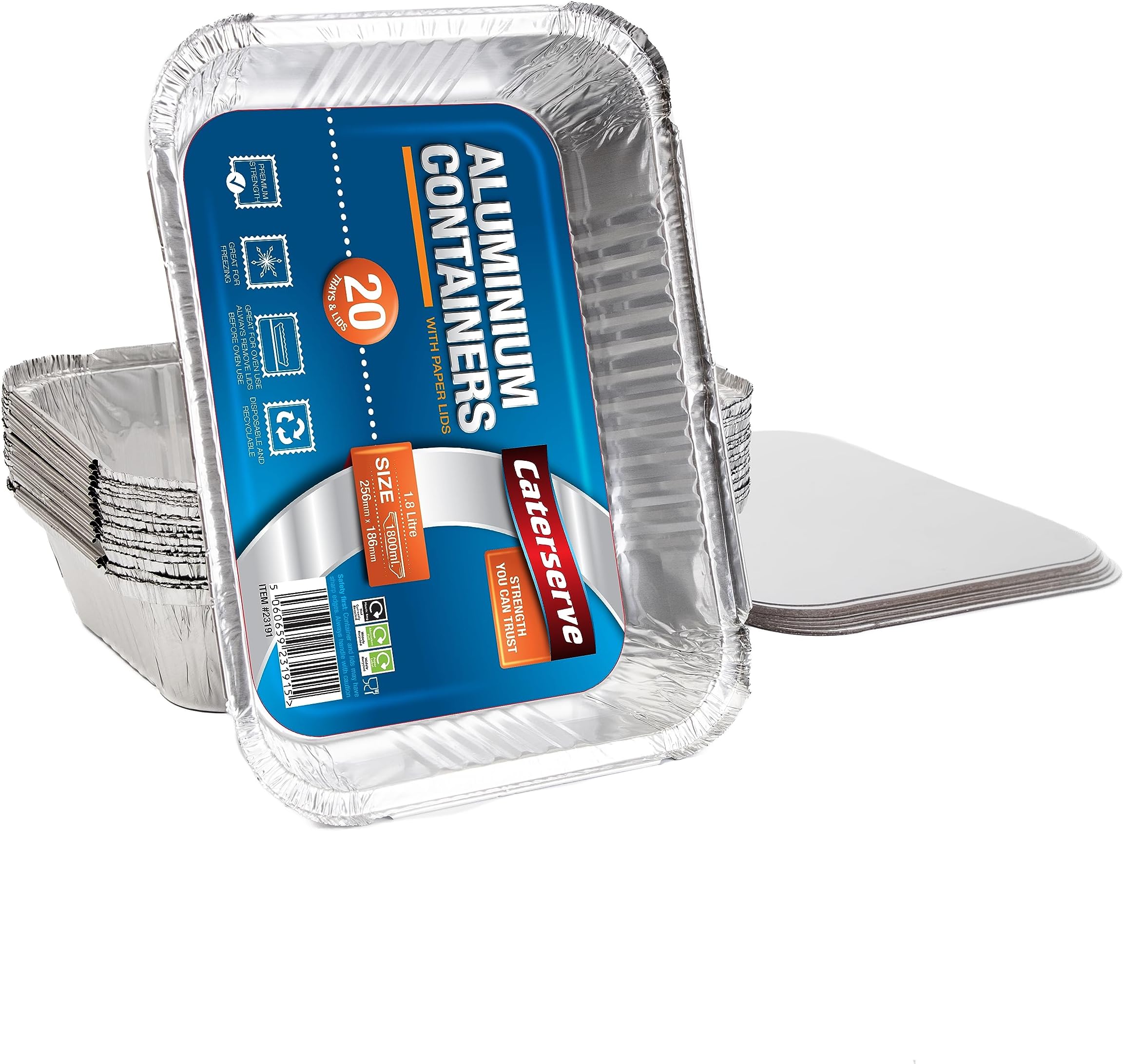 Aluminum Foil Trays Containers Aluminium with Paper Lids 1500ml. Great ...