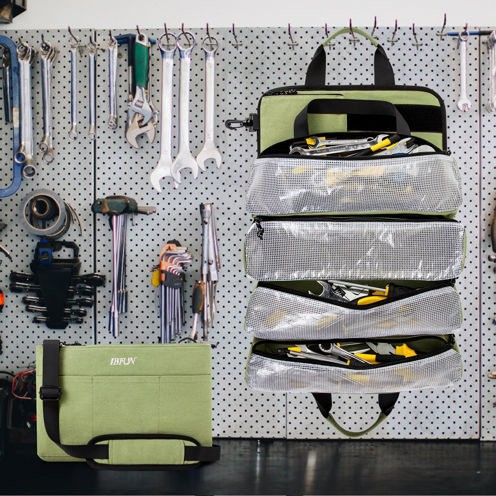 Snapklik.com : IBFUN Tool Bag Roll Up - Heavy Duty Tool Organizer Bag ...