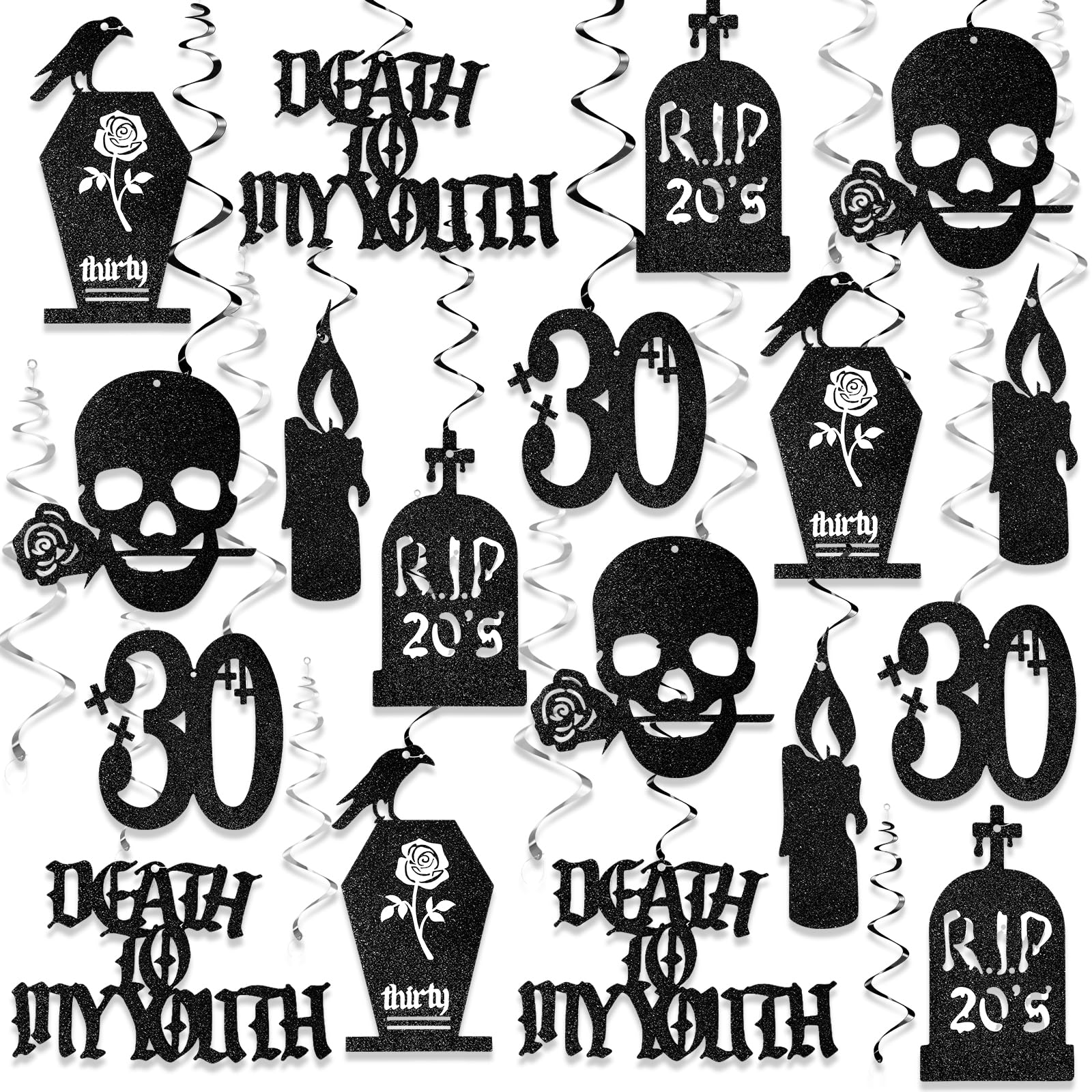 Amazon.com: Fuutreo 36 Pcs Death to My 20s Decorations Rip Funny ...
