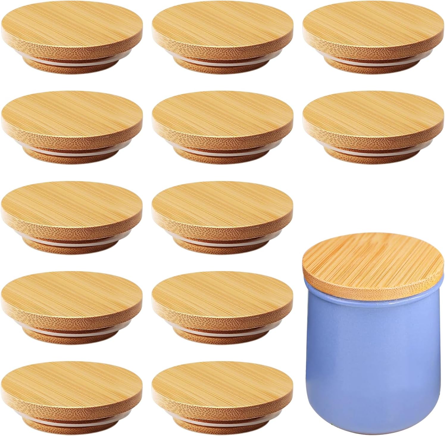 Amazon.com: Yogurt Jar Lids for La Fermiere - 12pack Bamboo Jar Lid ...