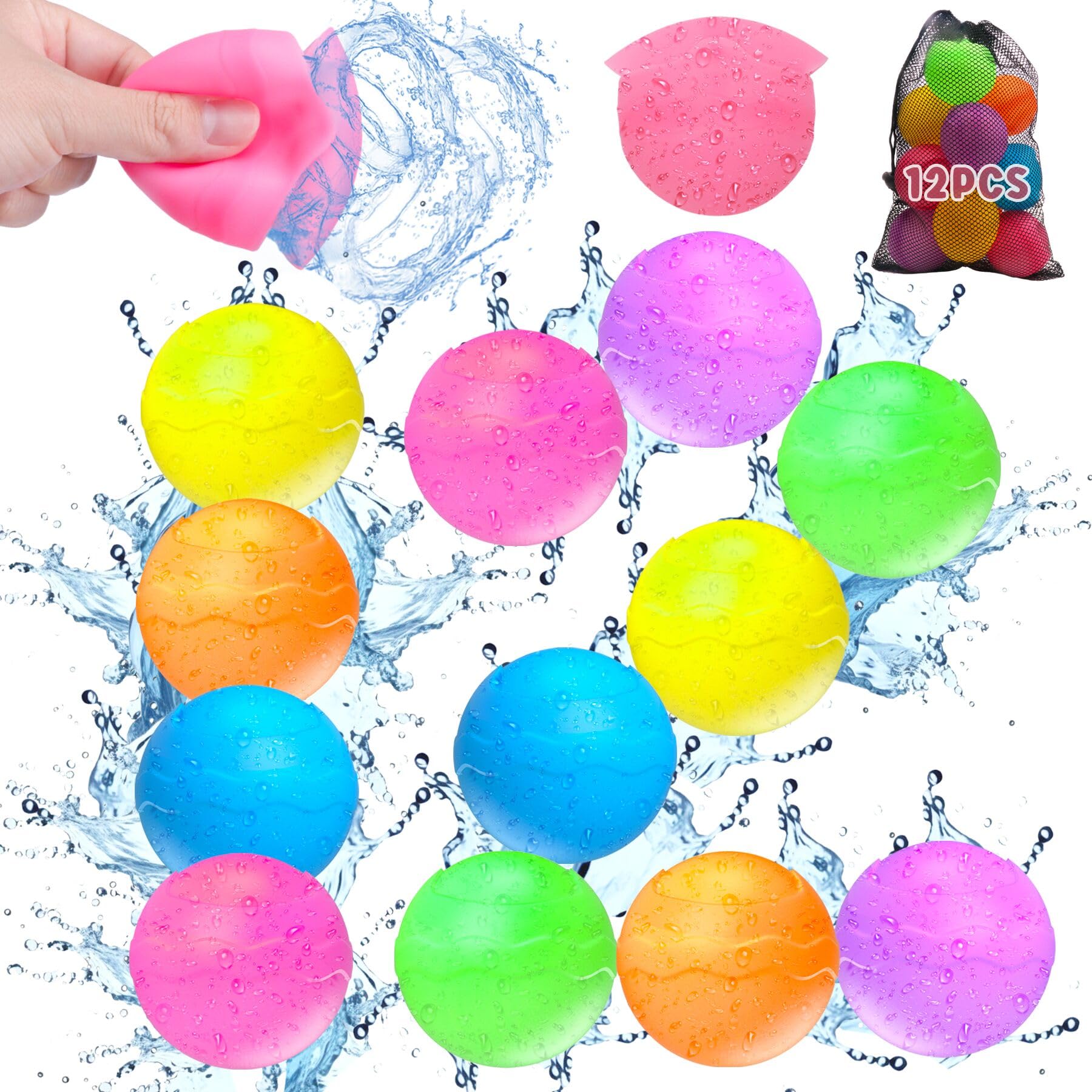 Snapklik.com : COSOOS 12 Pack Reusable Water Balloons For Kids