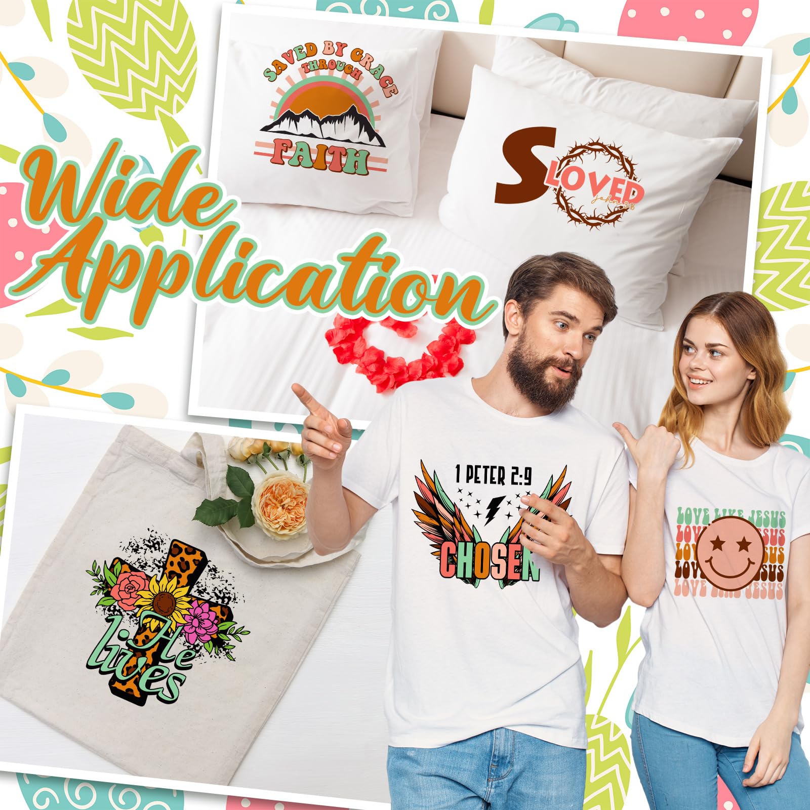 Snapklik.com : 30 Pcs Easter Iron On Transfers He Is Risen Iron On ...