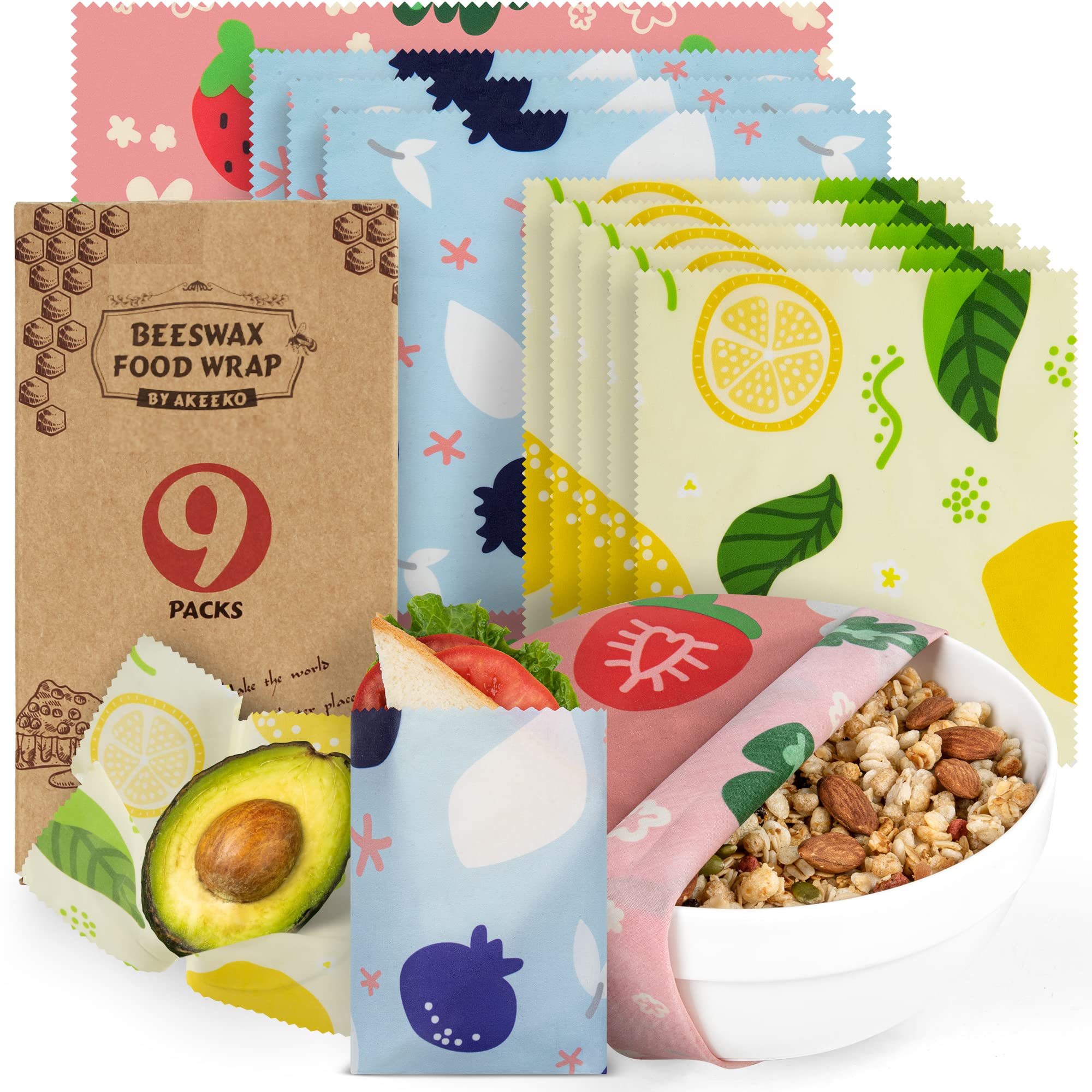 Envoltorios reutilizables para alimentos con cera de abeja, surtido de ...