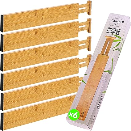 Amazon.com: Drawer Dividers Bamboo Kitchen Organizers Set of 6 - Spring ...