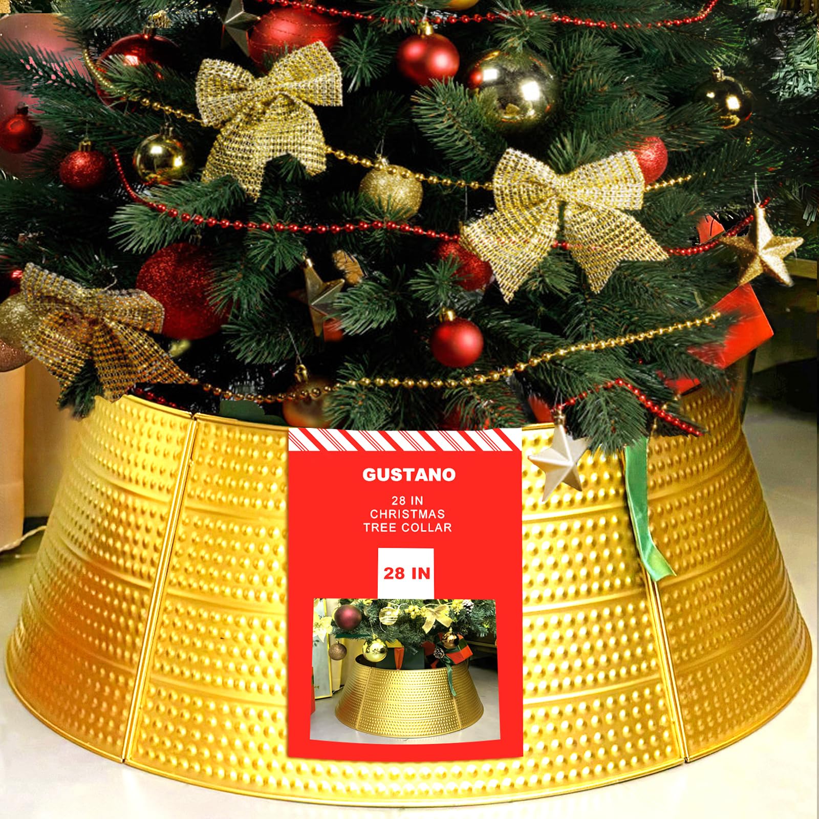 Amazon.com: GUSTANO 28'' Metal Christmas Tree Collar for Artificial ...