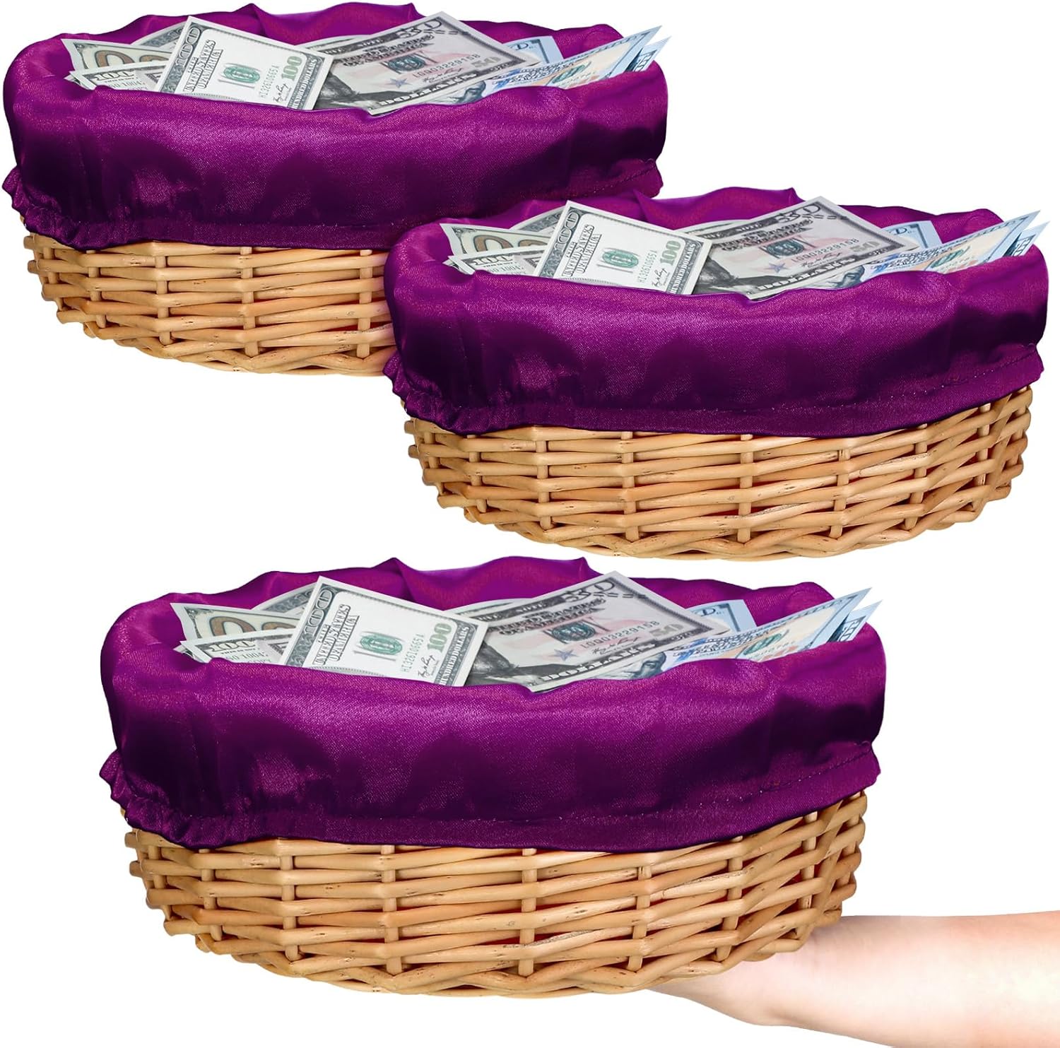 Amazon.com: Hushee 3 Pack 9.1 Inch Round Offering Baskets for Church ...