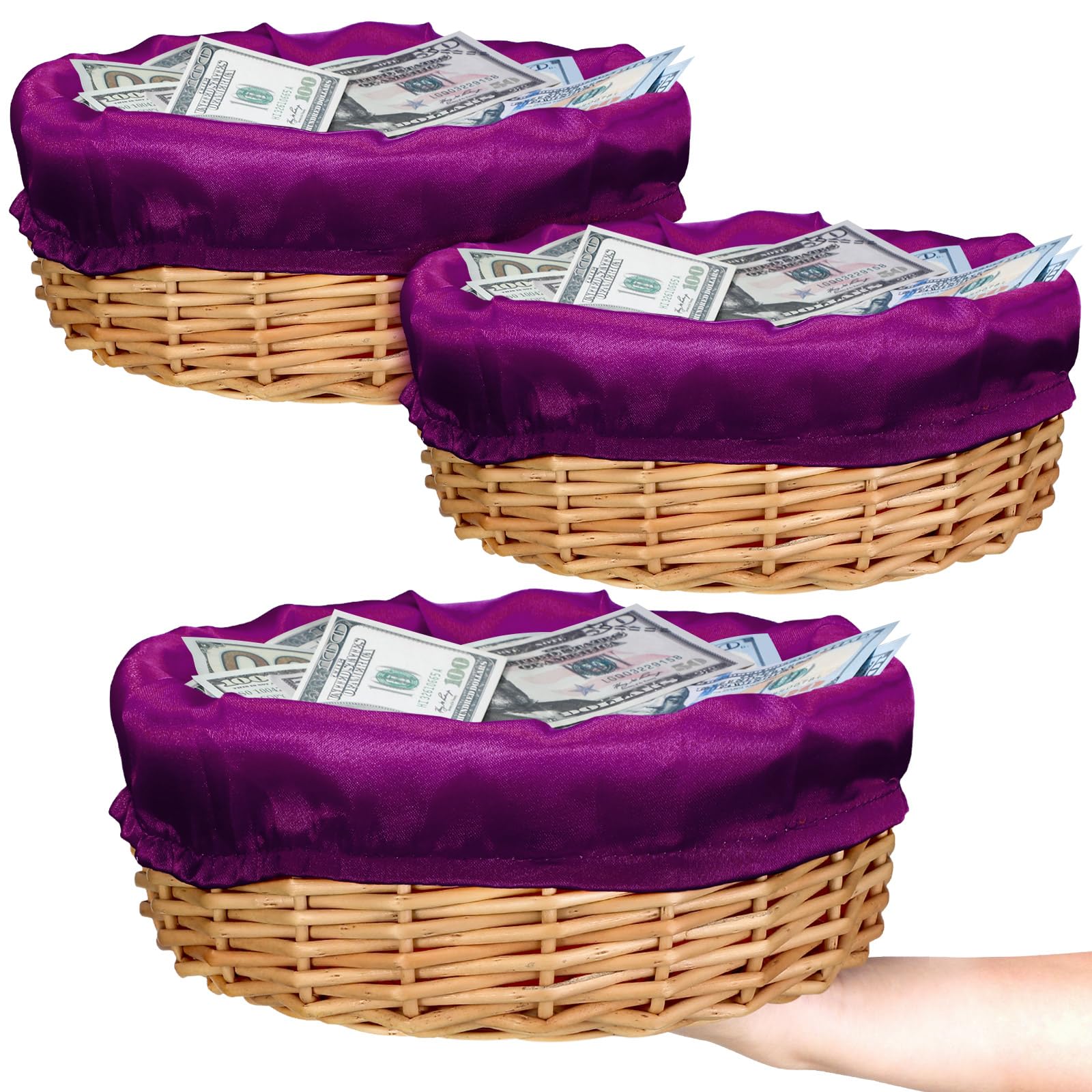 Snapklik.com : Hushee 3 Pack 9.1 Inch Round Offering Baskets For Church ...