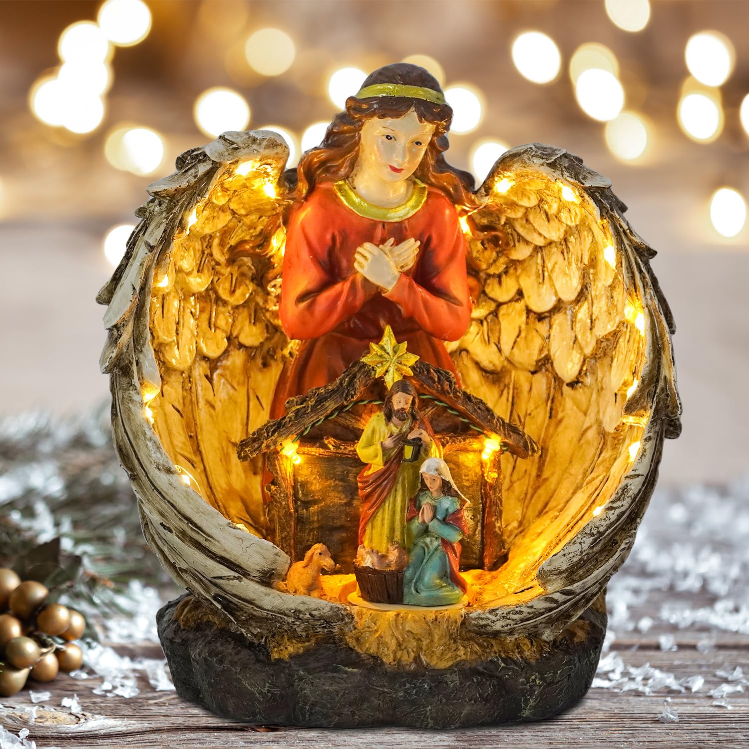 Amazon.com: Skyant 9" Christmas Nativity Scene Figurine with Lights ...