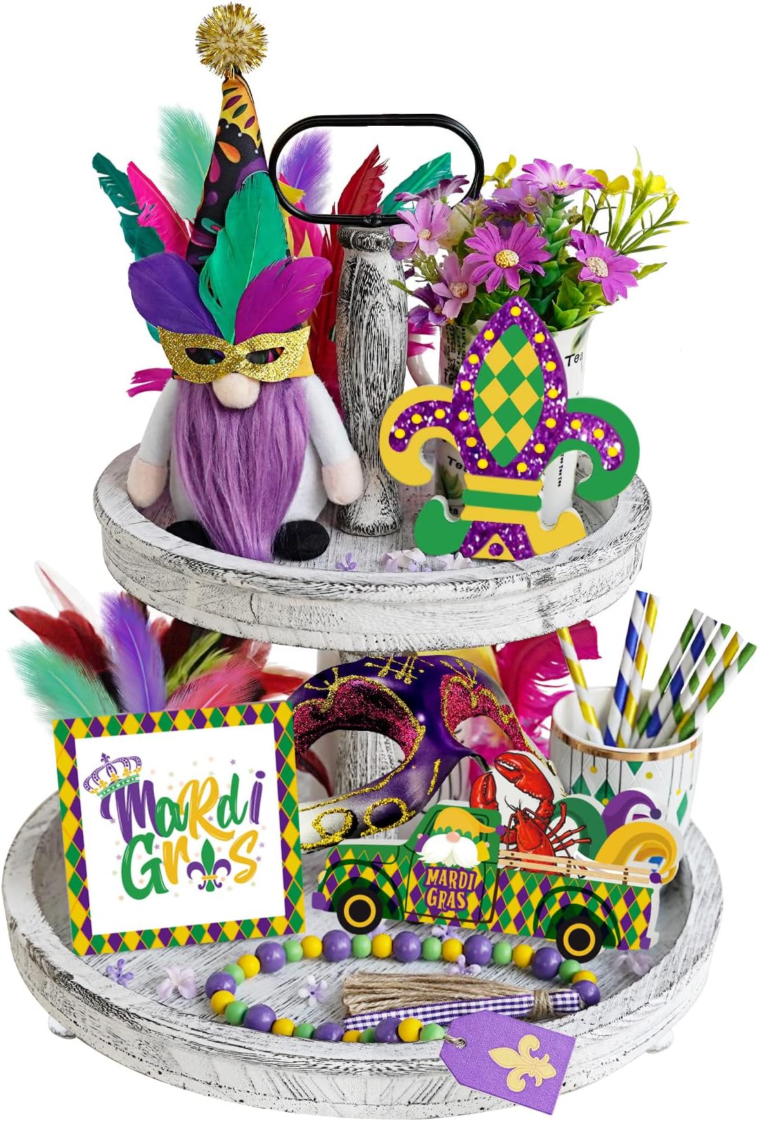 Amazon.com: Seeloowy 21 Pcs Mardi Gras Tiered Tray Decor Set Clown ...
