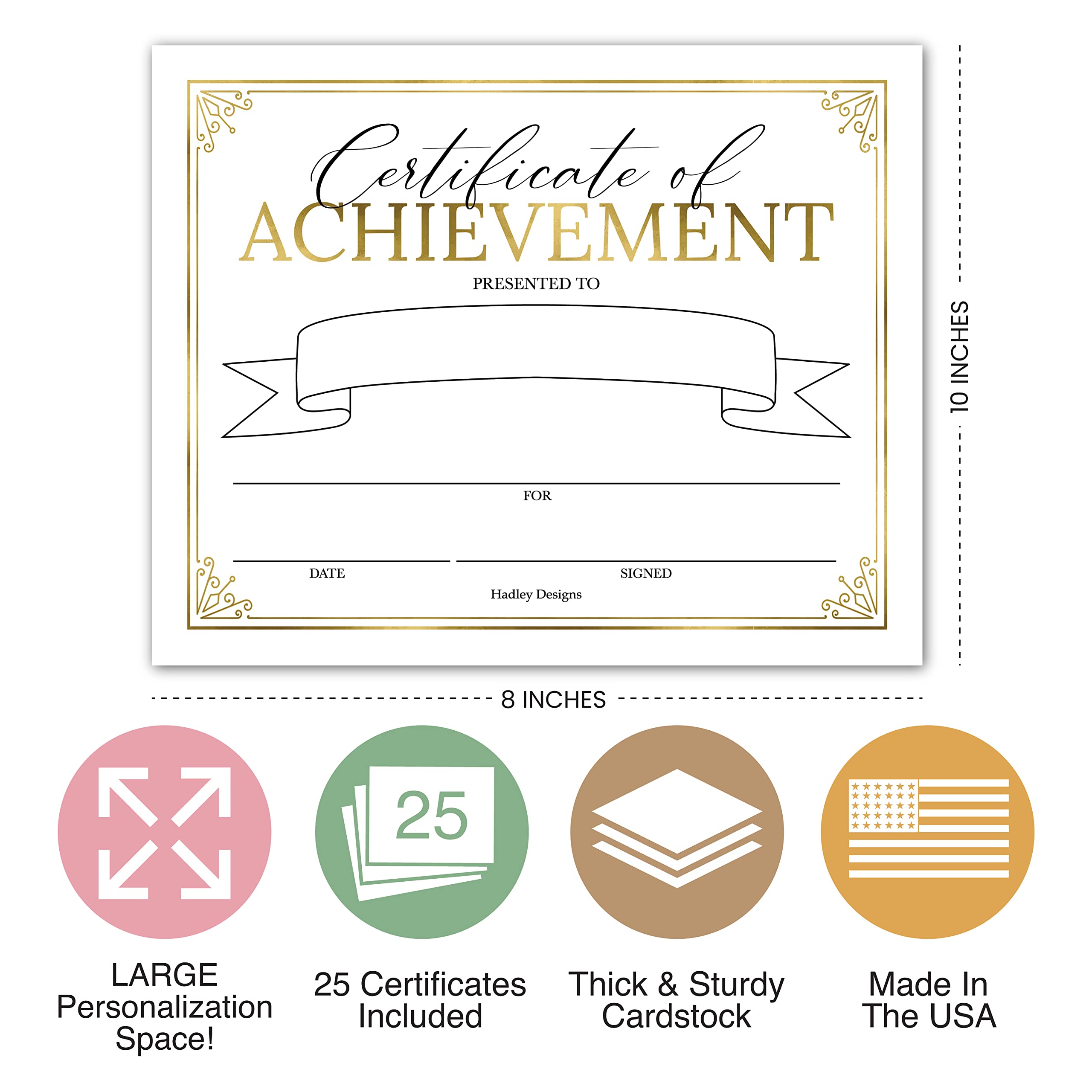 Buy 25 Gold Certificate of Completion Award Certificate Paper for ...