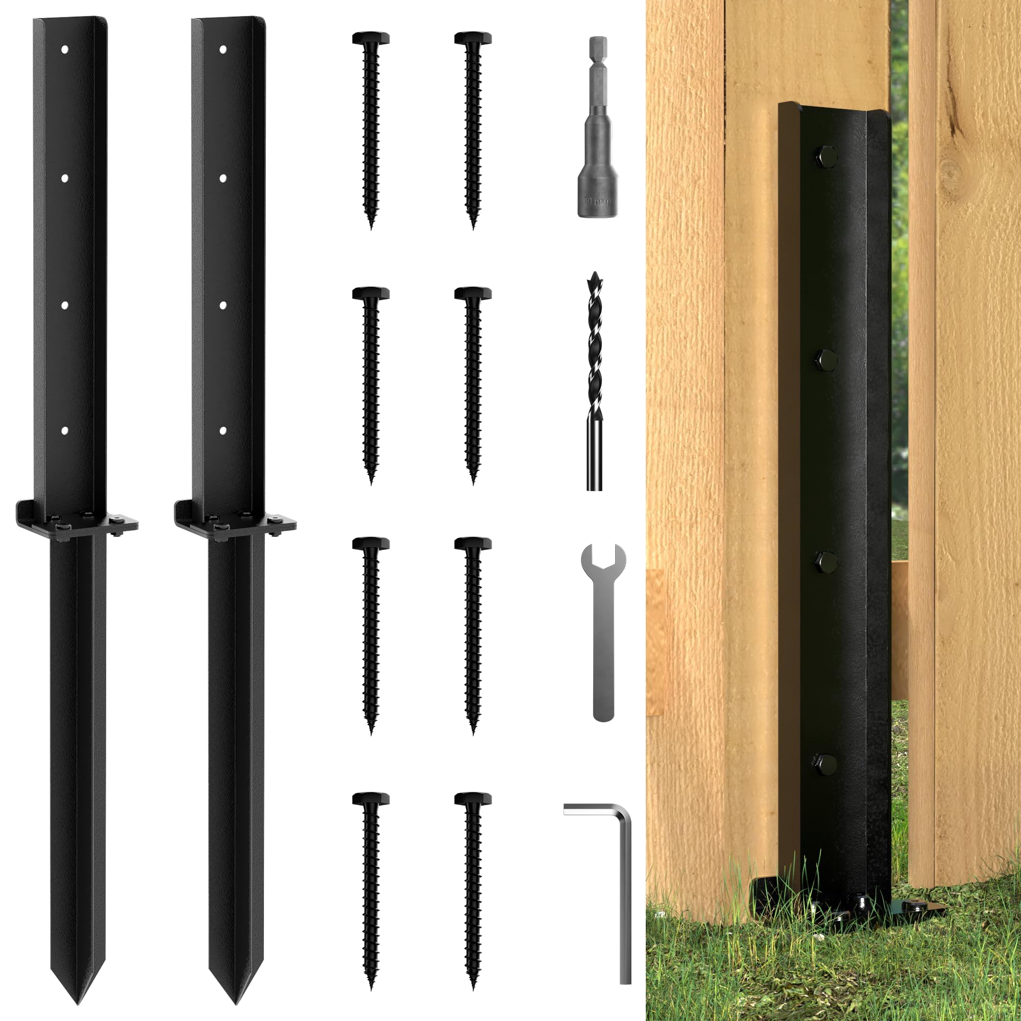 Amazon.com : SKYSEN 2 Pack Fence Post Repair Kit, Fence Post Stabilizer ...