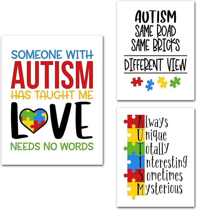 Amazon.com: Set of 3 Autism Poster Prints Autism Awareness Home Decor ...