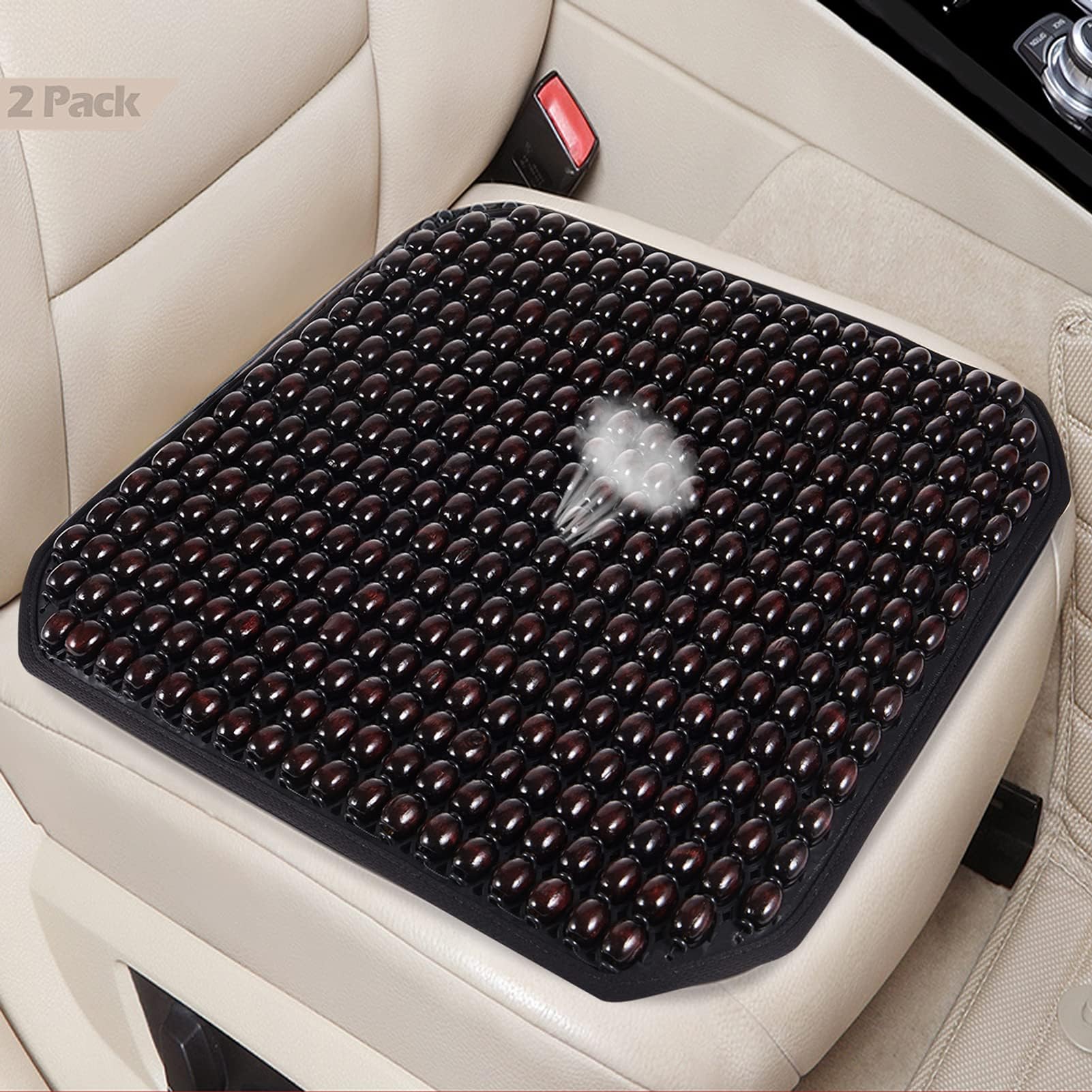 Big Hippo Lot de 2 coussins de siège de voiture en perles de bois ...