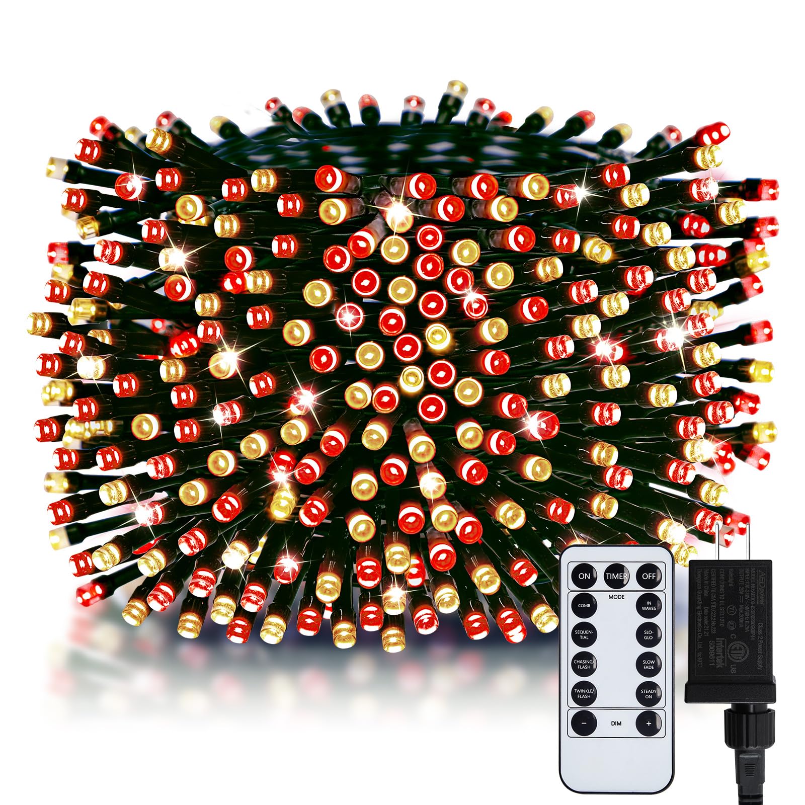 Minetom 328 Ft 1000 LED Christmas Tree Lights Outdoor Indoor String ...