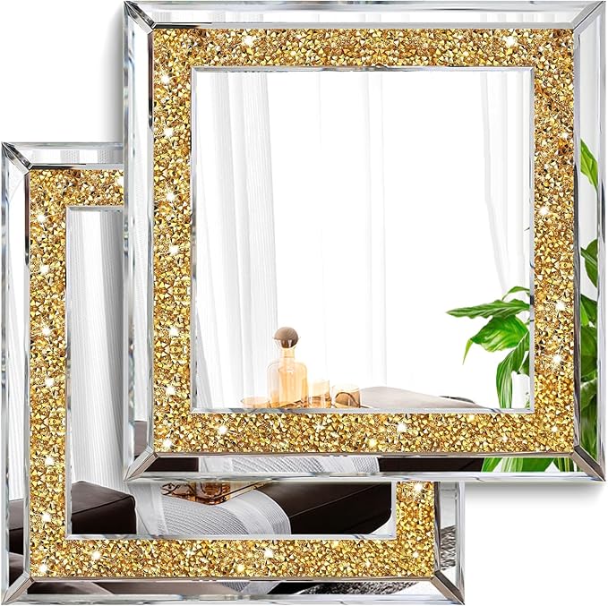 Amazon.com: XIHACTY 2 Piece Wall Mirrors, Crush Diamond Wall Decor ...