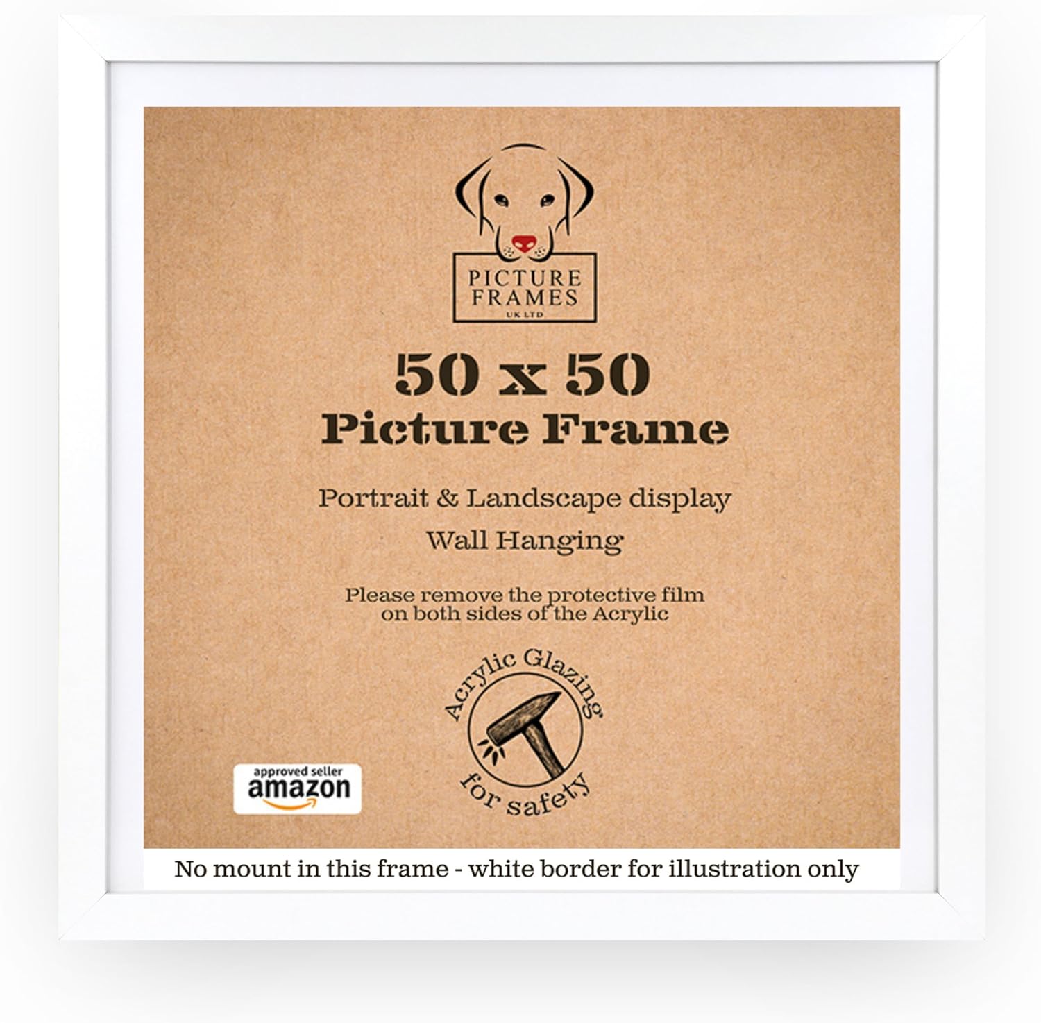 50x50 cm White Picture Frame – Modern Square Frame for Photos, Artwork ...