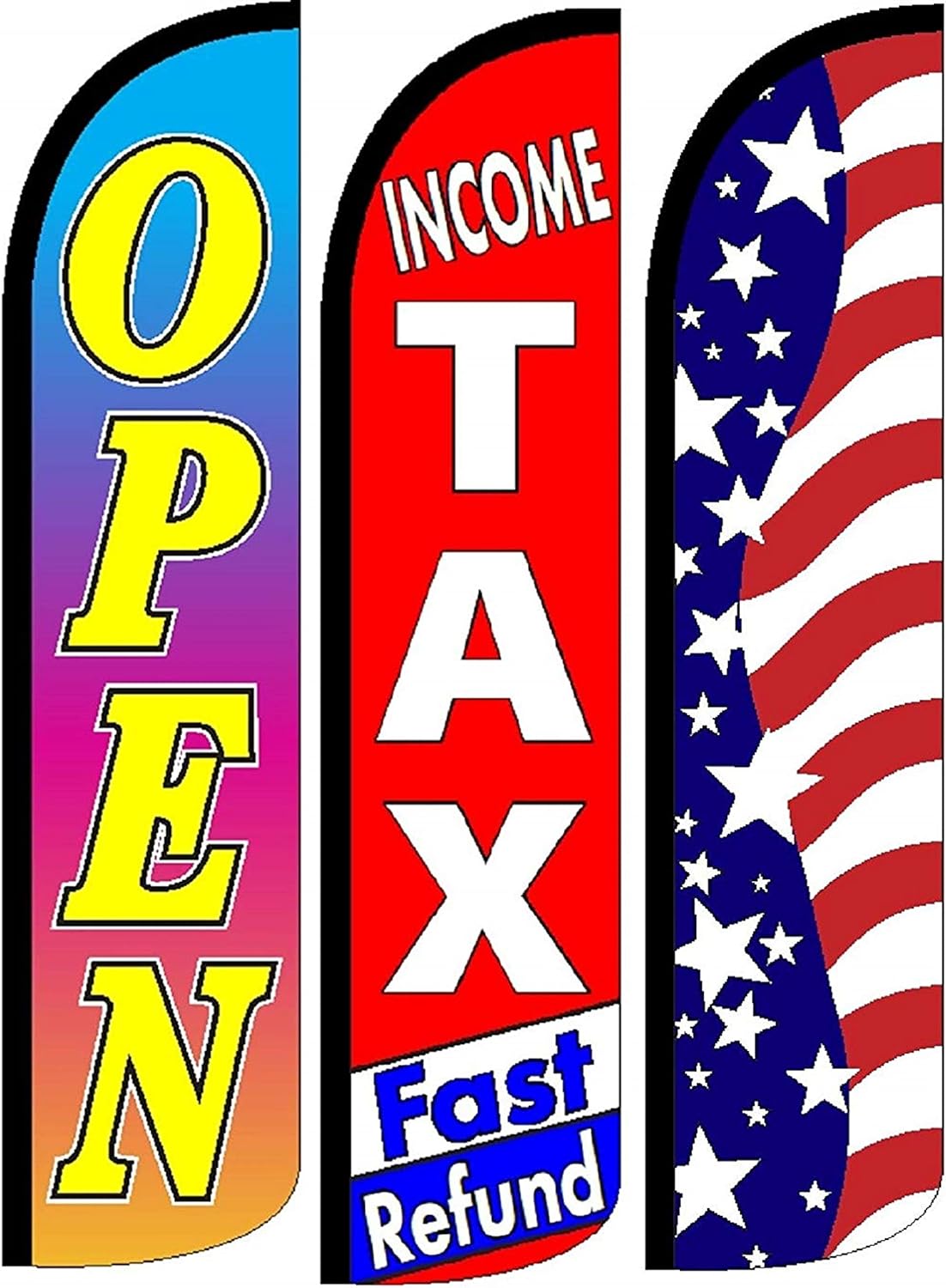 Amazon.com: R and R Industries OPEN INCOME TAX Flag pack of 3 (Mount ...