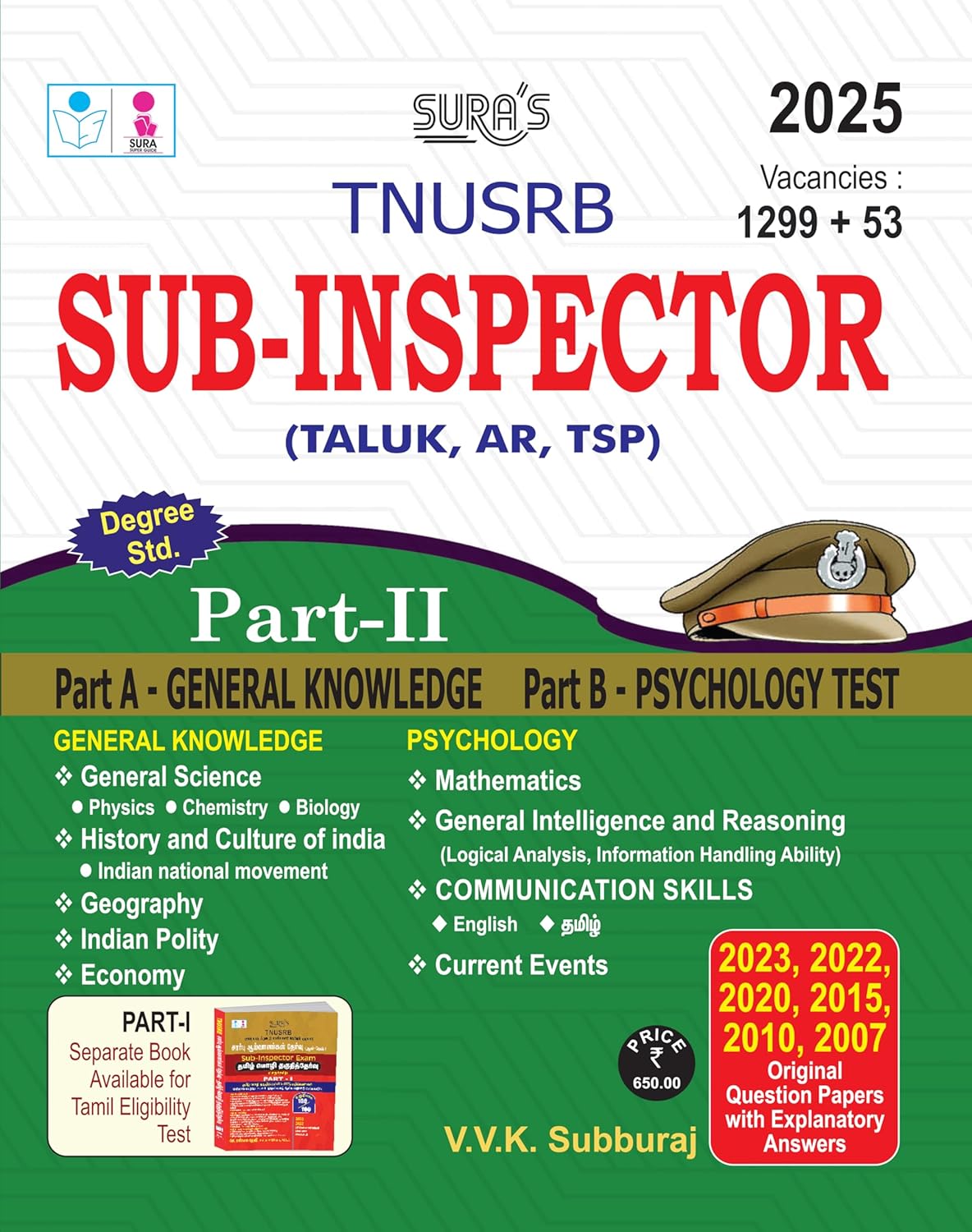 SURA`S TNUSRB SI Sub-Inspector and Station Officer Part II Exam Book ...