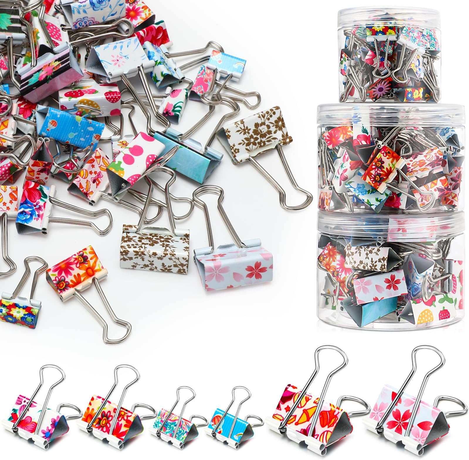 Amazon.com : SF ITEM Binder Clips Paper Clips Push Pins Sets with Box ...