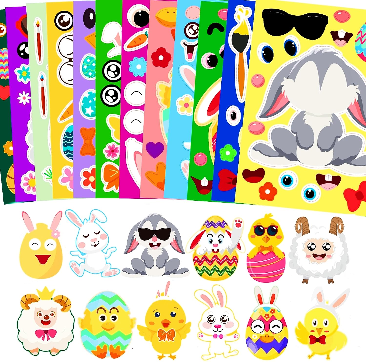 Amazon.com: 36 Sheets Easter Stickers Easter Crafts for Kids, Make a ...