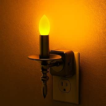 Briignite Flameless Candle Night Lights Plug into Wall, Amber LED Night ...