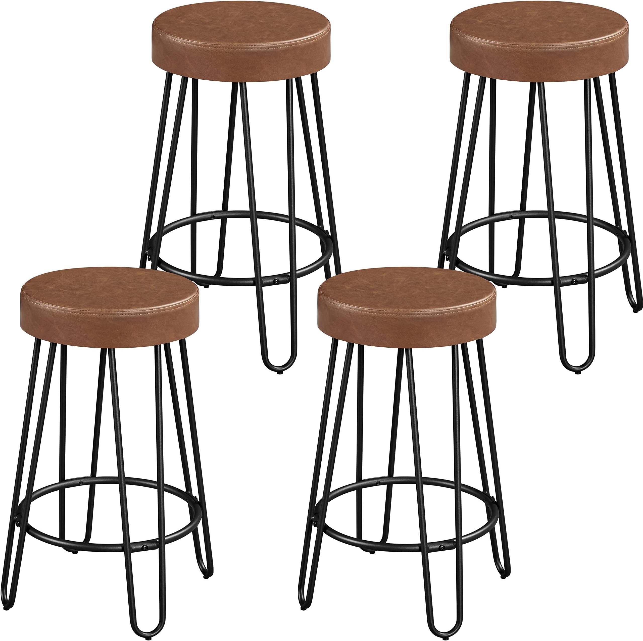Yaheetech 4PCS Barstools Bar Stools Faux Leather Seat Counter Stools ...