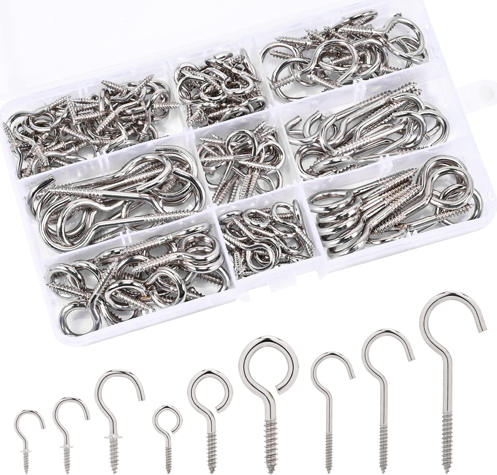 CCLIFE Screw Hooks Stainless Steel Eye Screw Hooks for Screwing Ceiling ...