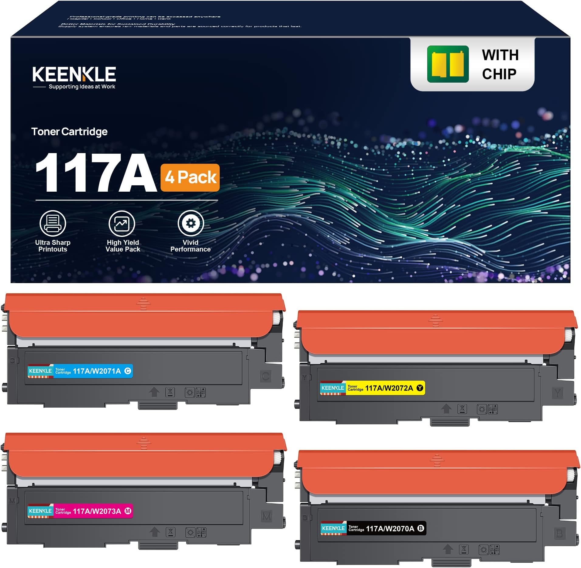 KEENKLE Cartucho de tóner láser de Repuesto 117A para HP W2070A W2071A ...