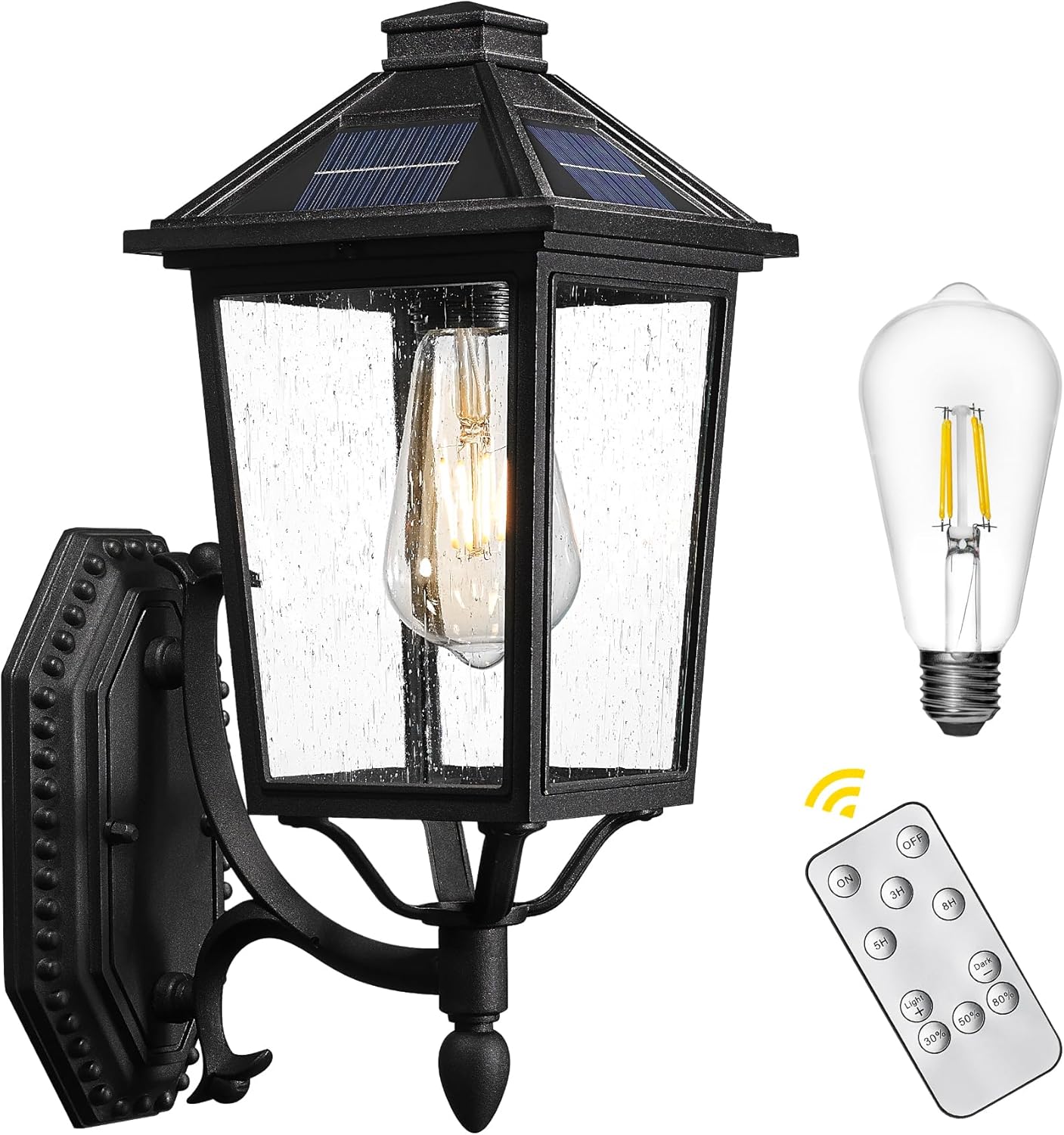 Outdoor Solar Wall Light, HWH Dusk to Dawn Exterior Light Fixture ...