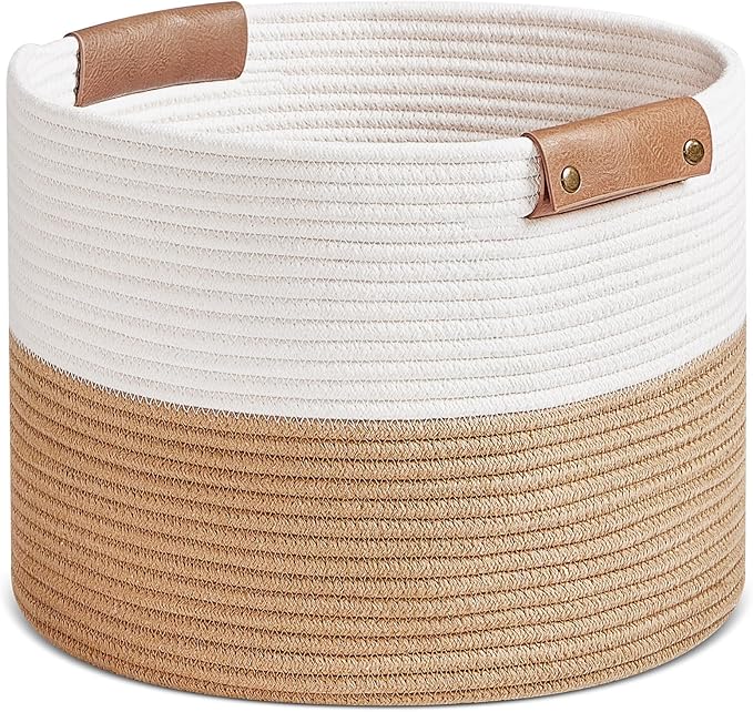 Amazon.com: R RUNKA Rope Basket | Throw Blanket Basket for Living Room ...