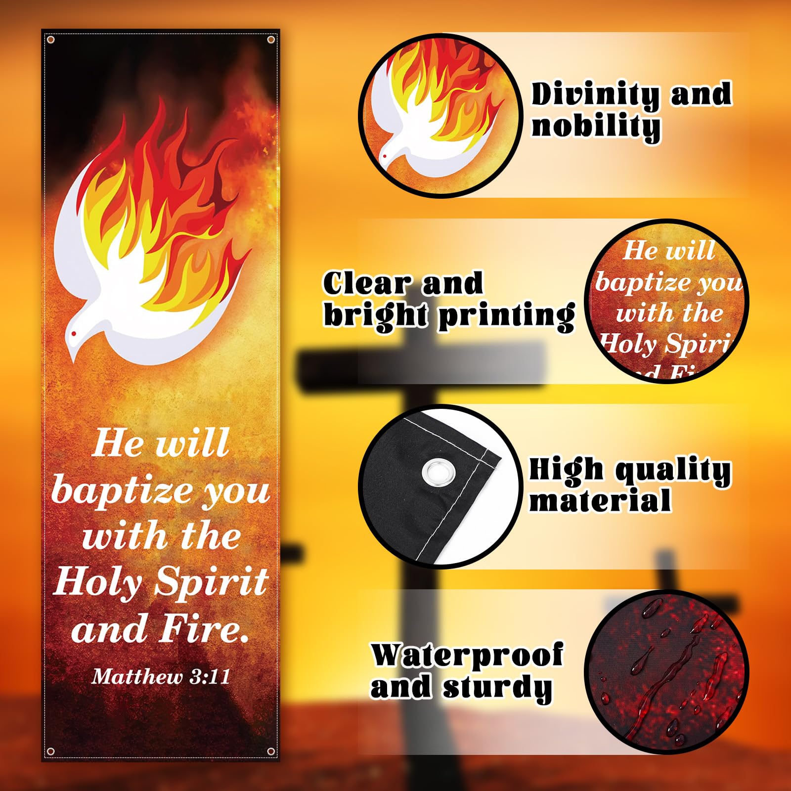 Snapklik.com : Hosuly 4 Pcs Church Banners For Sanctuary Wall Holy ...