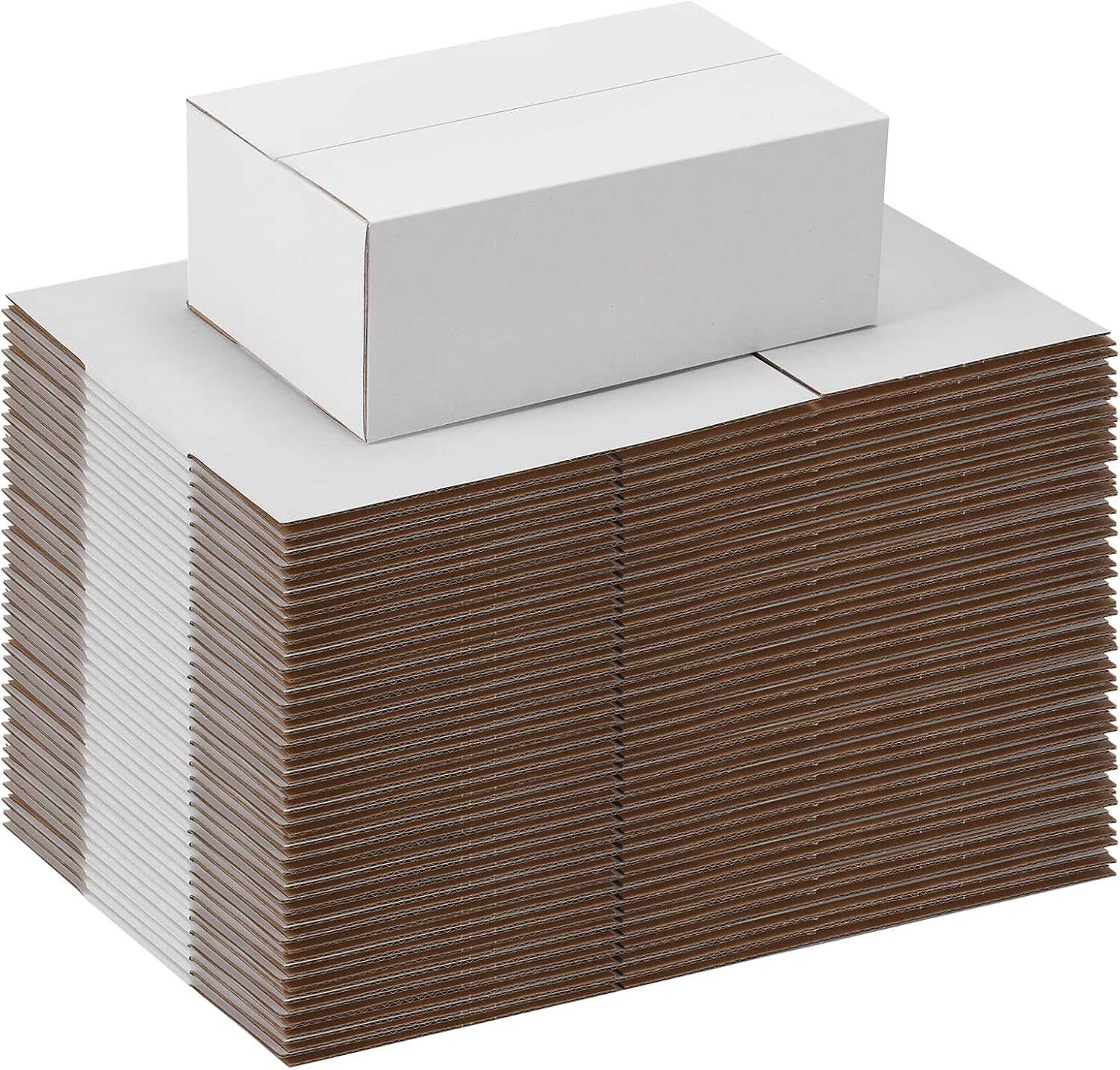 8x5x3 Shipping Boxes Set of 40, White Kraft Corrugated Cardboard Small ...